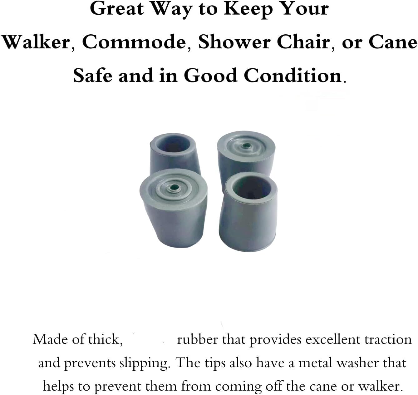 Rubber Walker Tips Replacement 1 1/8 Inch Heavy Duty Steel-Reinforced Rubber Tips for Walkers/Commodes/Shower Chairs/Walking Canes, Essential Walker Feet Accessories for Seniors