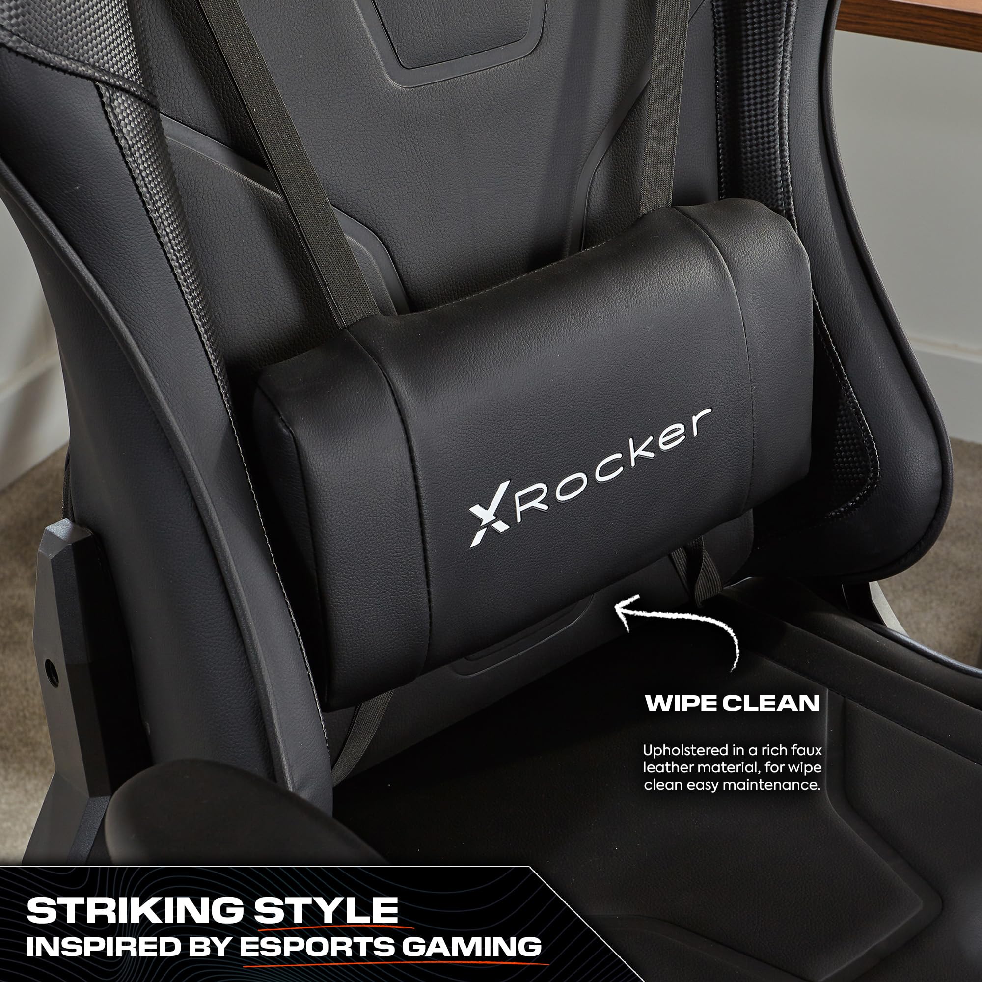 X-Rocker Agility Sport Esport Gaming Chair with Comfort Adjustability - Carbon Black