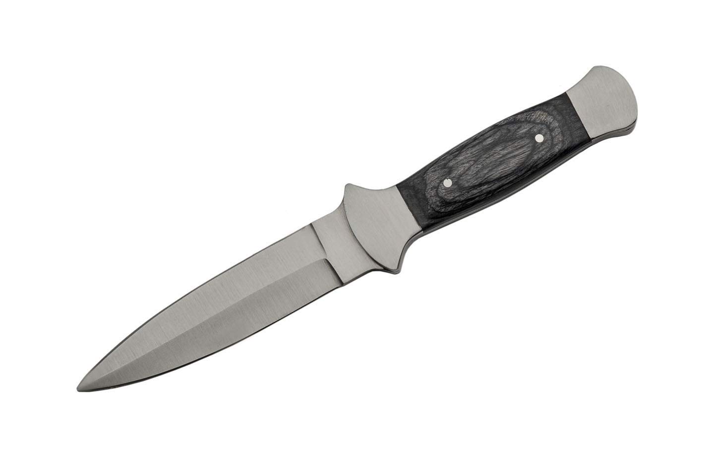 Sczo Supplies 7.5" Black Wood Handle Full-Tang Outdoor Spear-Point Hunting Knife (203403)