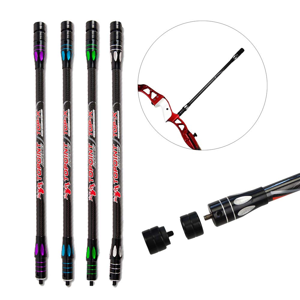 SHARROW 18” Archery Carbon Bow Stabilizer Aluminum Alloy Balance Rod System Extend Bar for Recurve Bow Compound Bow (Silver)