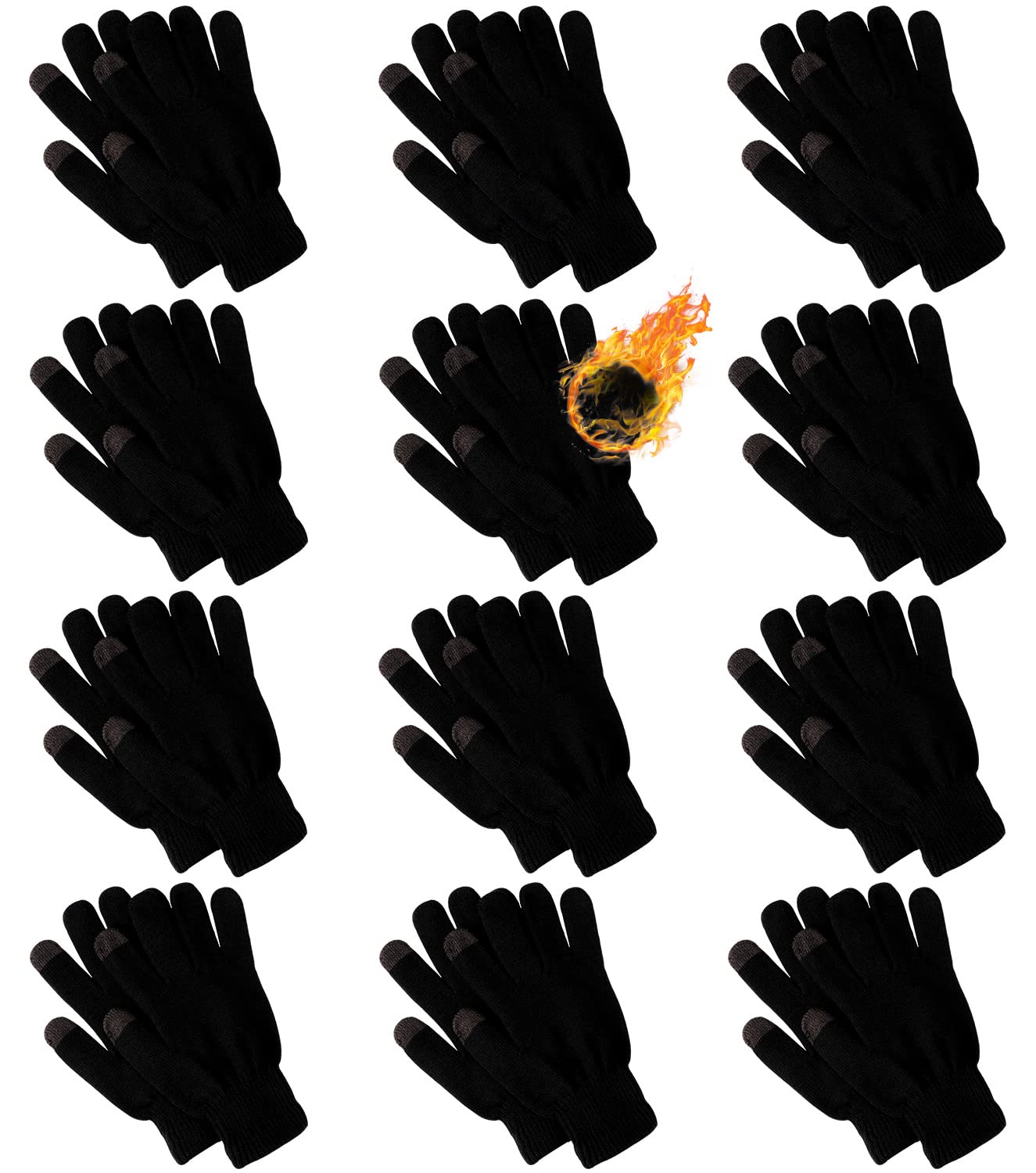 Winter Knit Glove for Women and Men,Touch Screen Magic Gloves Stretchy Warm (12 Pair)