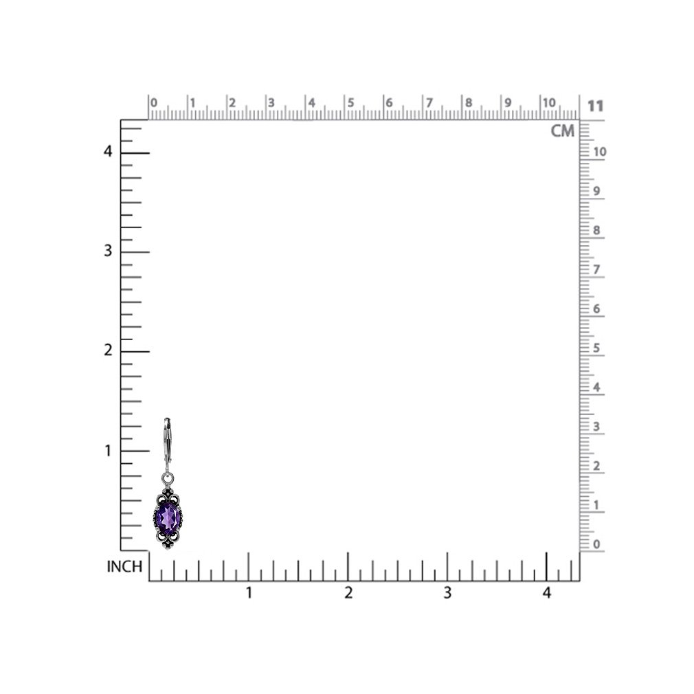 Silvershake 2.14ct. Natural African Amethyst 925 Sterling Silver Balinese Style Leverback Dangle Earrings