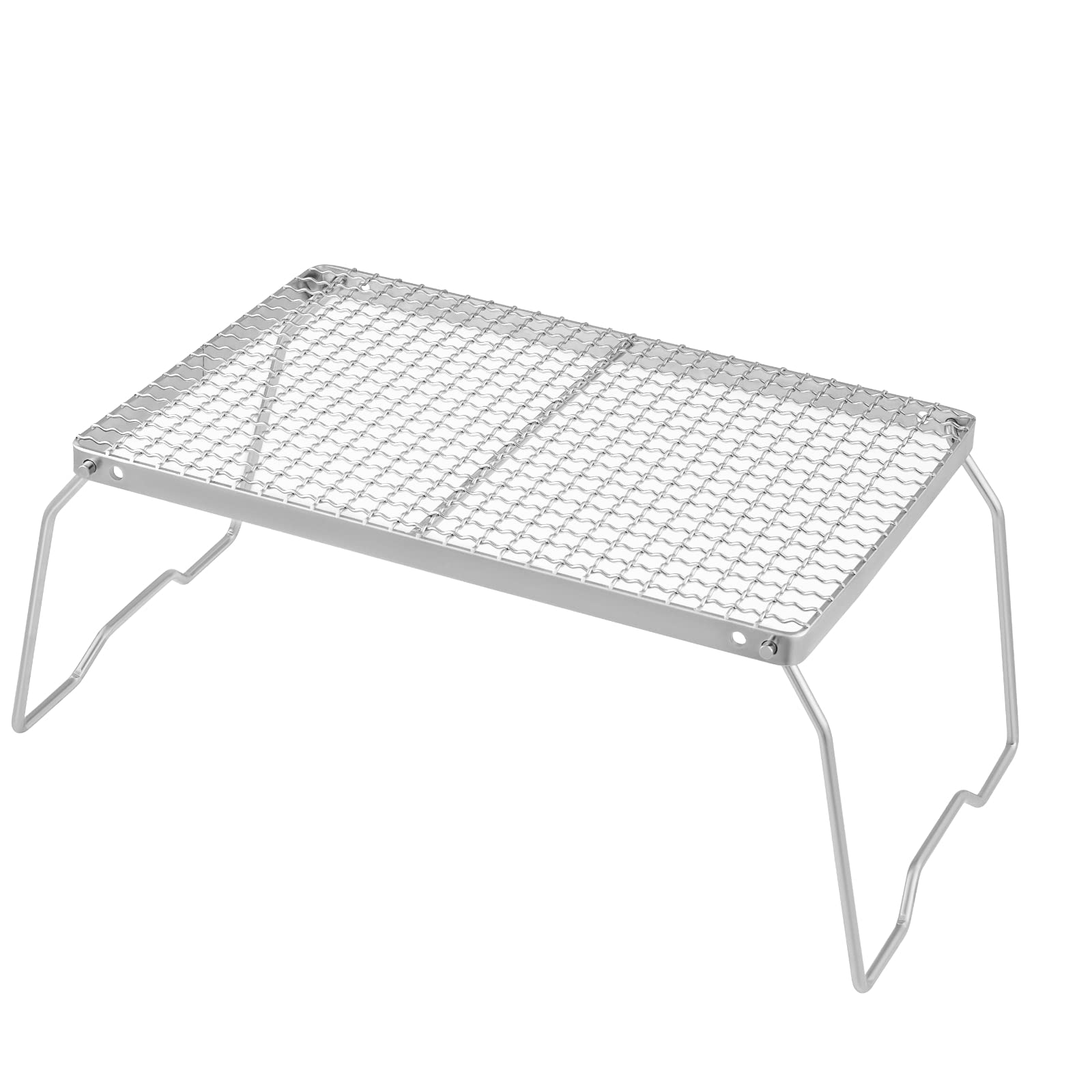 yETO Folding Campfire Grill Grate Over Fire Pit Camping Portable Fire Grate 304 Stainless Steel Cooking Grate with Adjustable Legs & Carry Bag for Camping Hiking Backpacking BBQ Outdoors