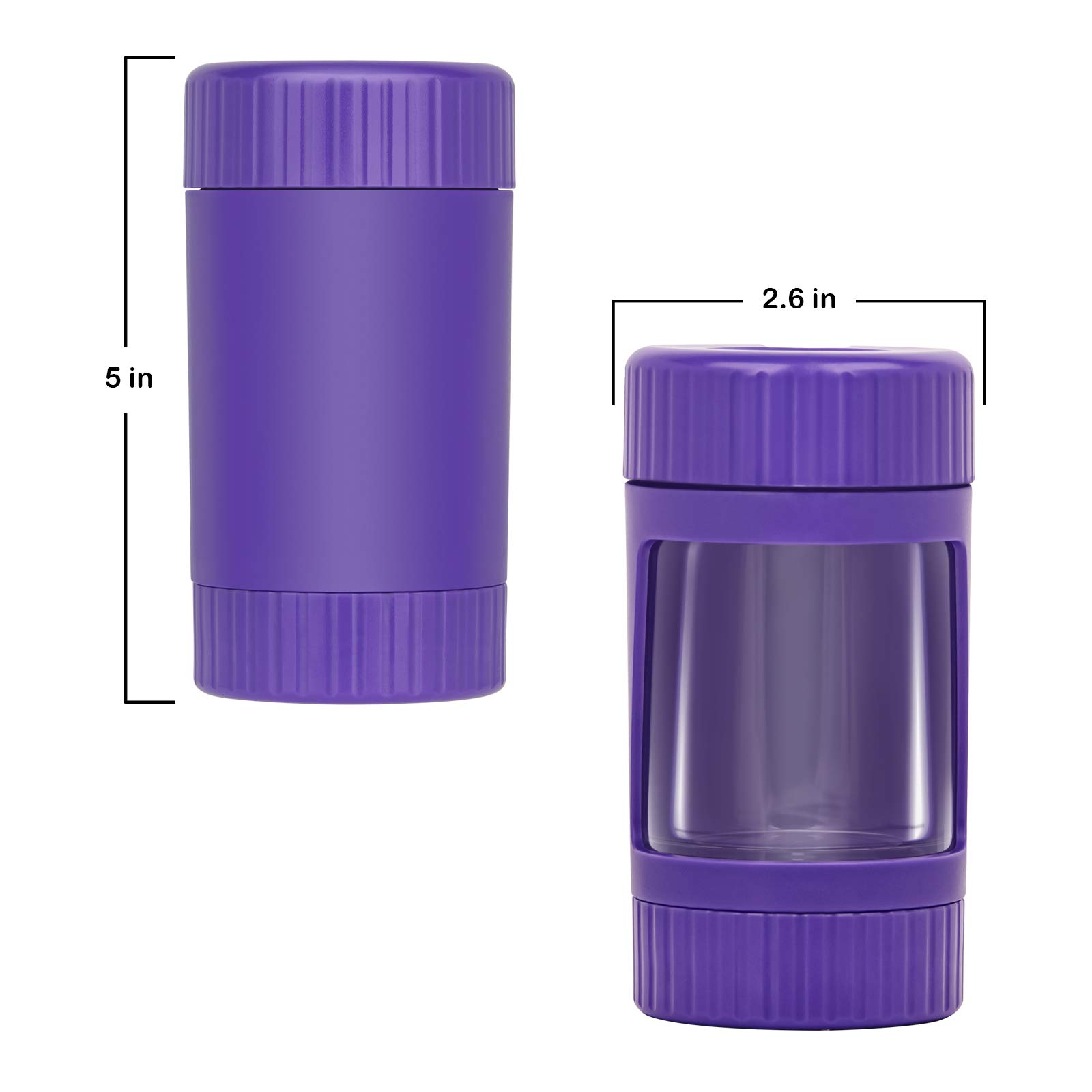 Stash Jar Light-Up LED Glass Air Tight Storage Jars Smell Proof Jar 8 Times Magnifying Viewing Jar,Glow Jar with Grinder,Portable Herb Container 110ml,Keep Foods Dry and Fresh (Purple, No Grinder)