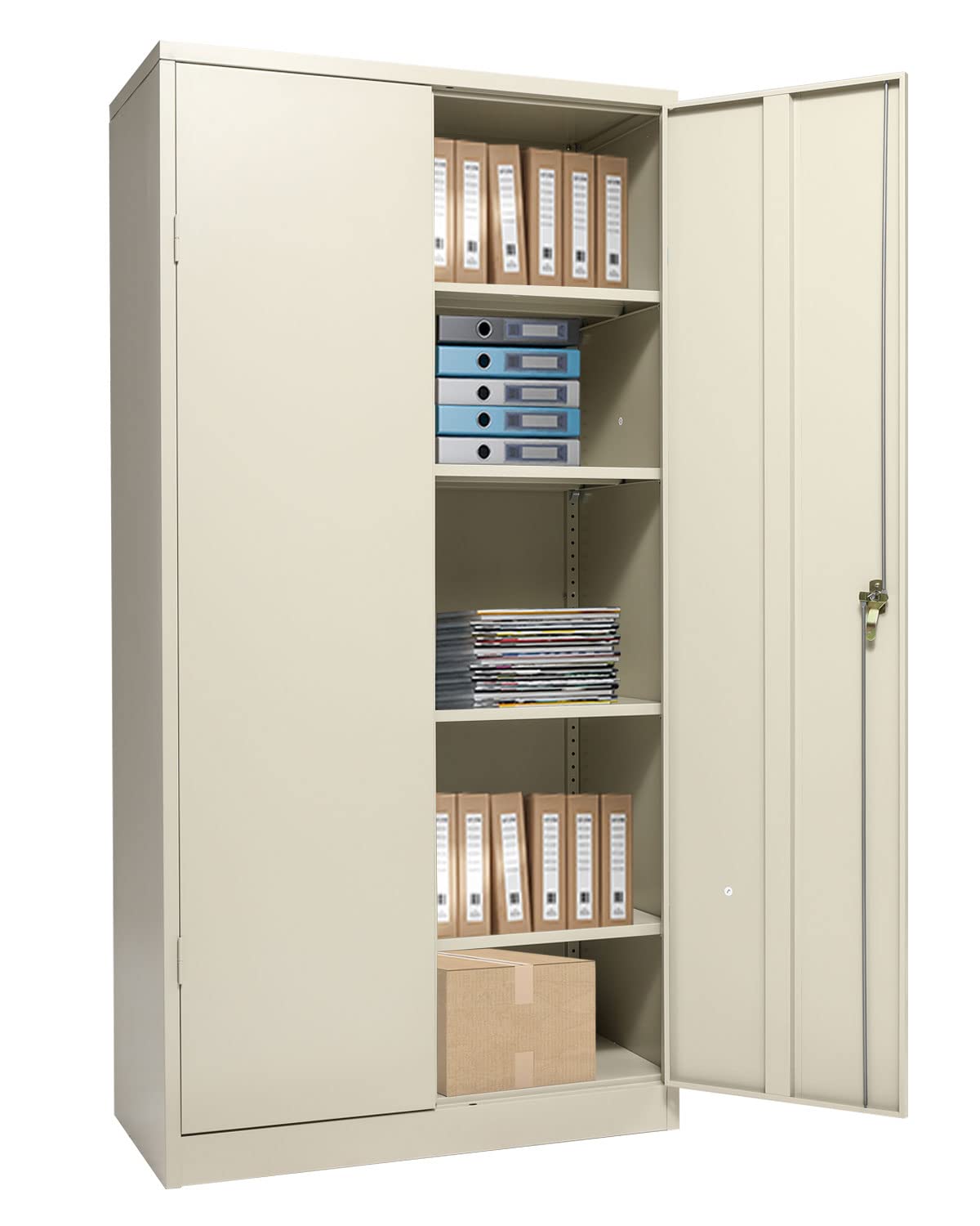 Tall Metal Storage Cabinet with Locking Doors and 4 Adjustable Shelves, 72.05" H x 36.22" W x 18.11", Steel Utility Cabinets for Garage, Home Office, Kitchen Pantry, Classroom, Easy Assemble, Grey