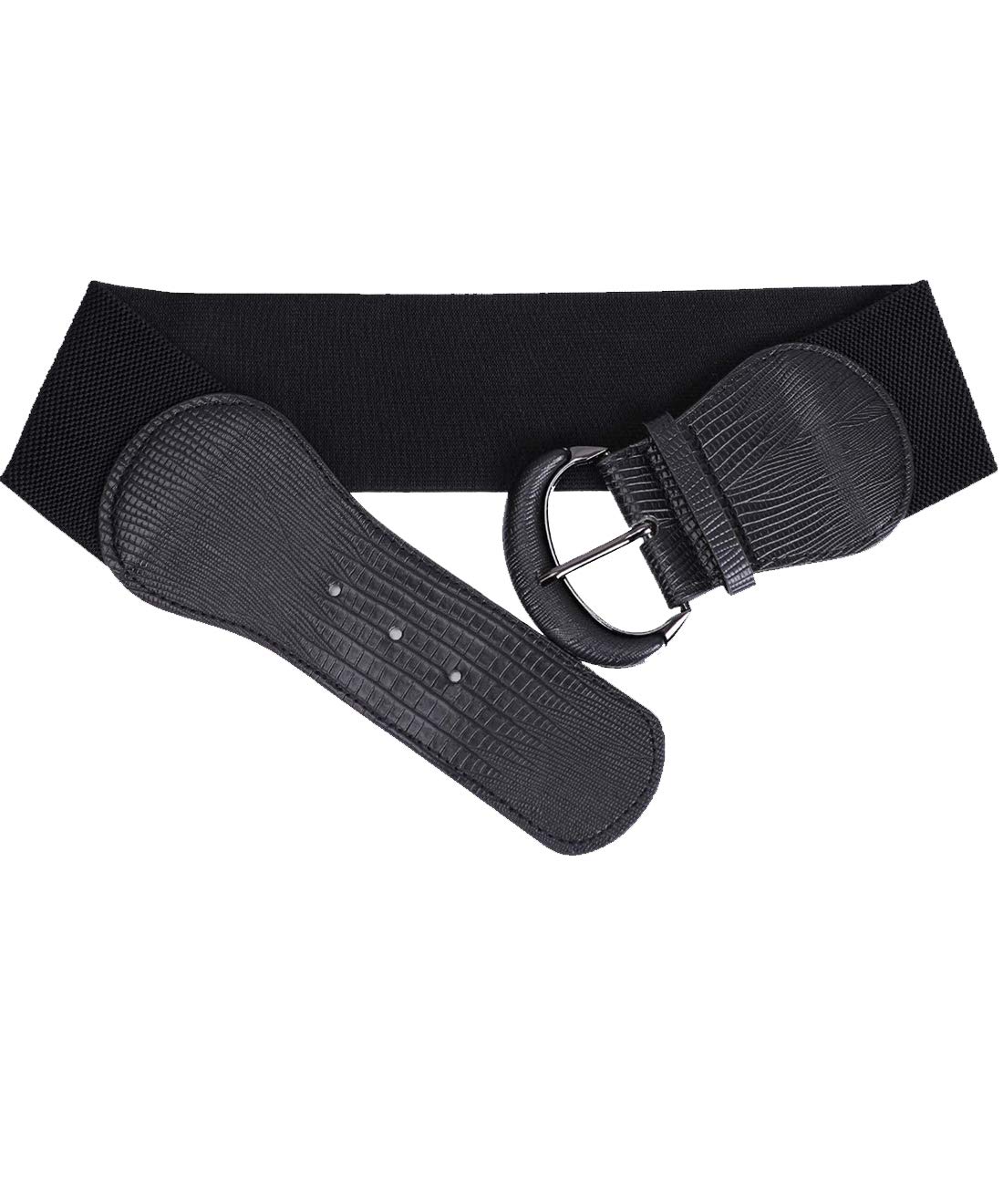 Yuni Sophy 3 pieces of women's wide belts, waist belts, leather elastic belts, ladies dresses, decorative belt hooks (Black, Large)