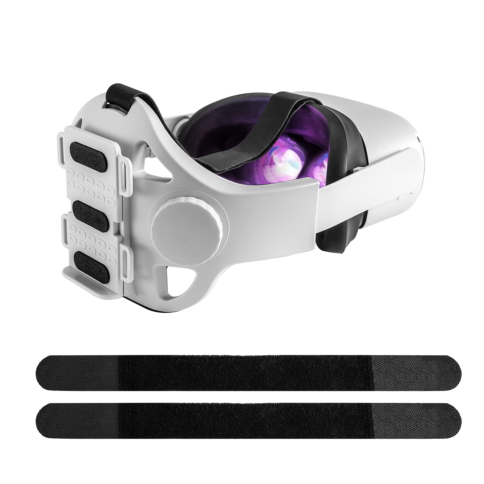 Woodooxoo Elite Strap for Oculus Quest 2 Accessories, Adjustable Head Strap with Power Bank Holder Comfortable Headband Enhanced Support and Reduce Pressure in VR Gaming (Headset Not Included)