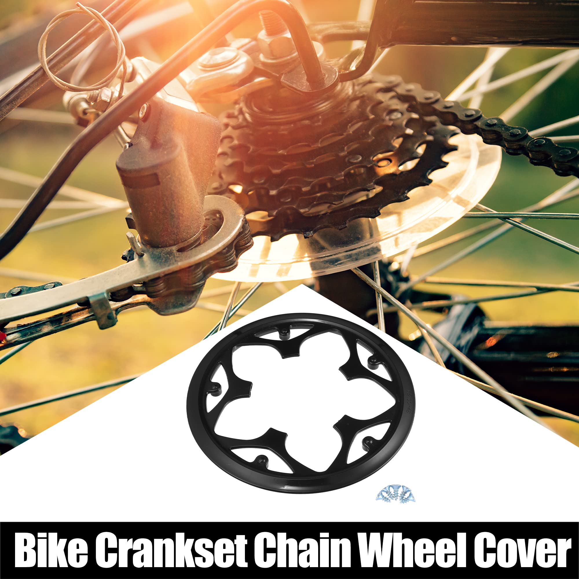 X AUTOHAUX 2pcs 48 Teeth 9.5cm 5 Holes Bicycle Bike Crankset Chain Wheel Cover Chain Wheel Protective Cover Black