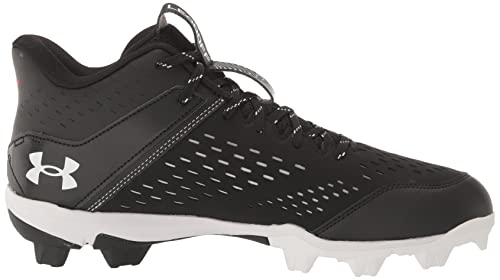 Under Armour Men's Leadoff Mid Rubber Molded Baseball Cleat, (001) Black/Black/White, 7