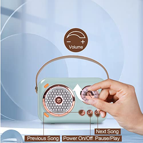 Portable Bluetooth Speaker with Microphone Set,Retro bluetooth speaker with Home Karaoke Machine,Portable Handheld Karaoke Mics Speaker Machine for Kids and Adults Home Party Birthday (Blue)