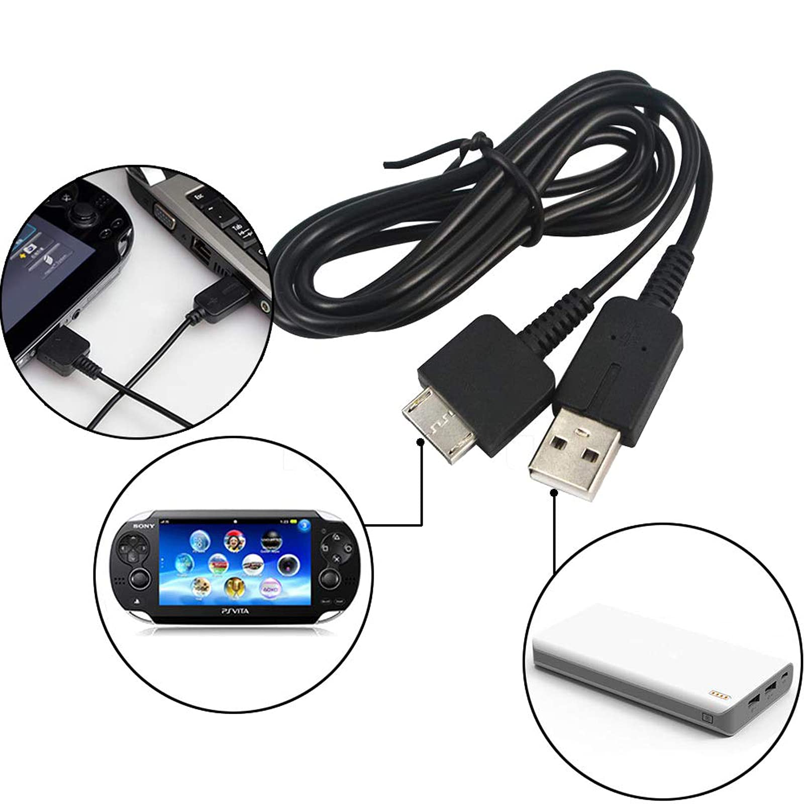 TraderPlus AC Power Adapter Charger + USB Data Charging Cable Cord for Sony PS Vita PSV 1000