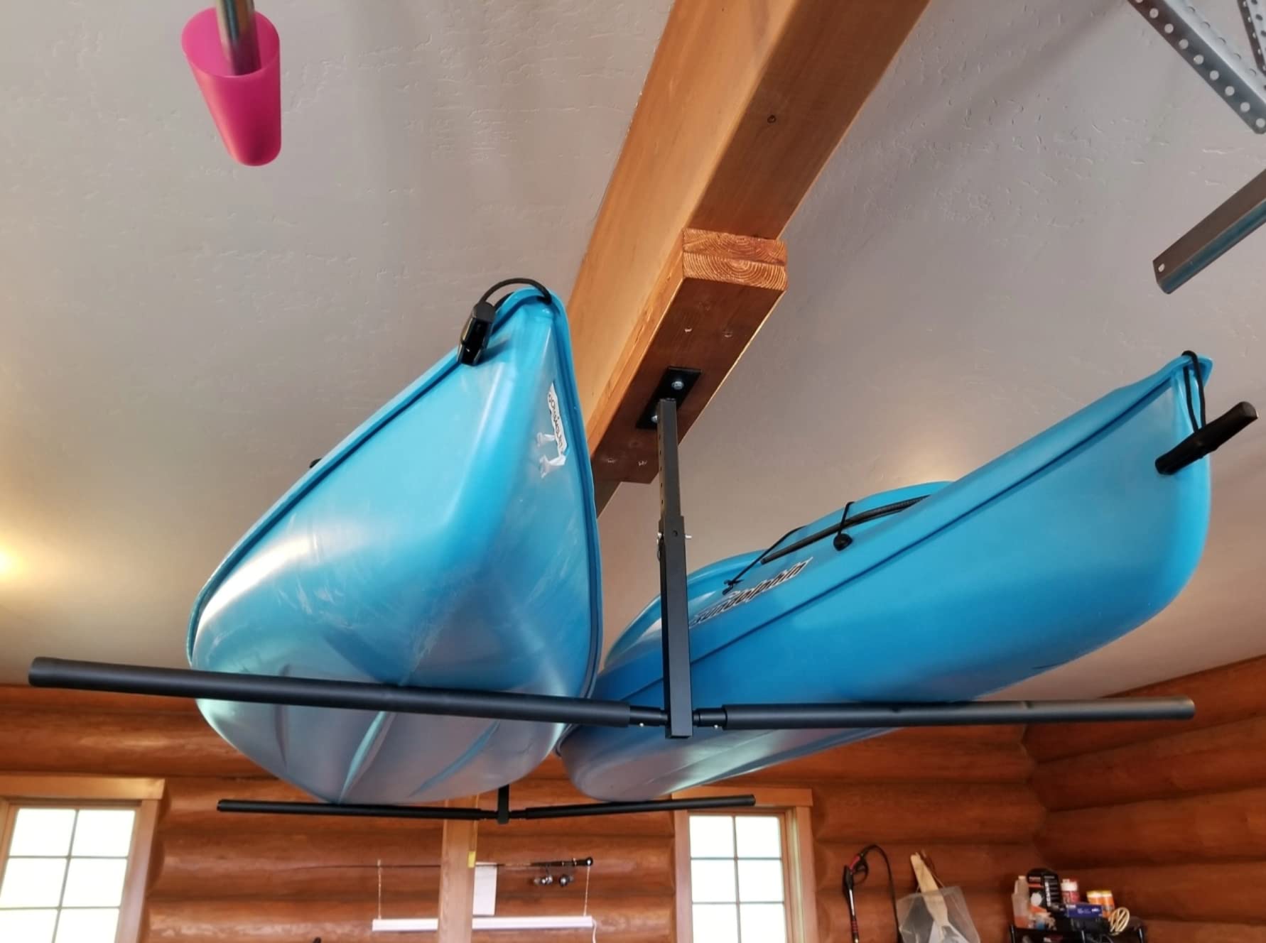 StoreYourBoard 2 Kayak Ceiling Rack, Hi Port 2 Storage Hanger Overhead Mount, Adjustable (Extra Large (30" Arms))