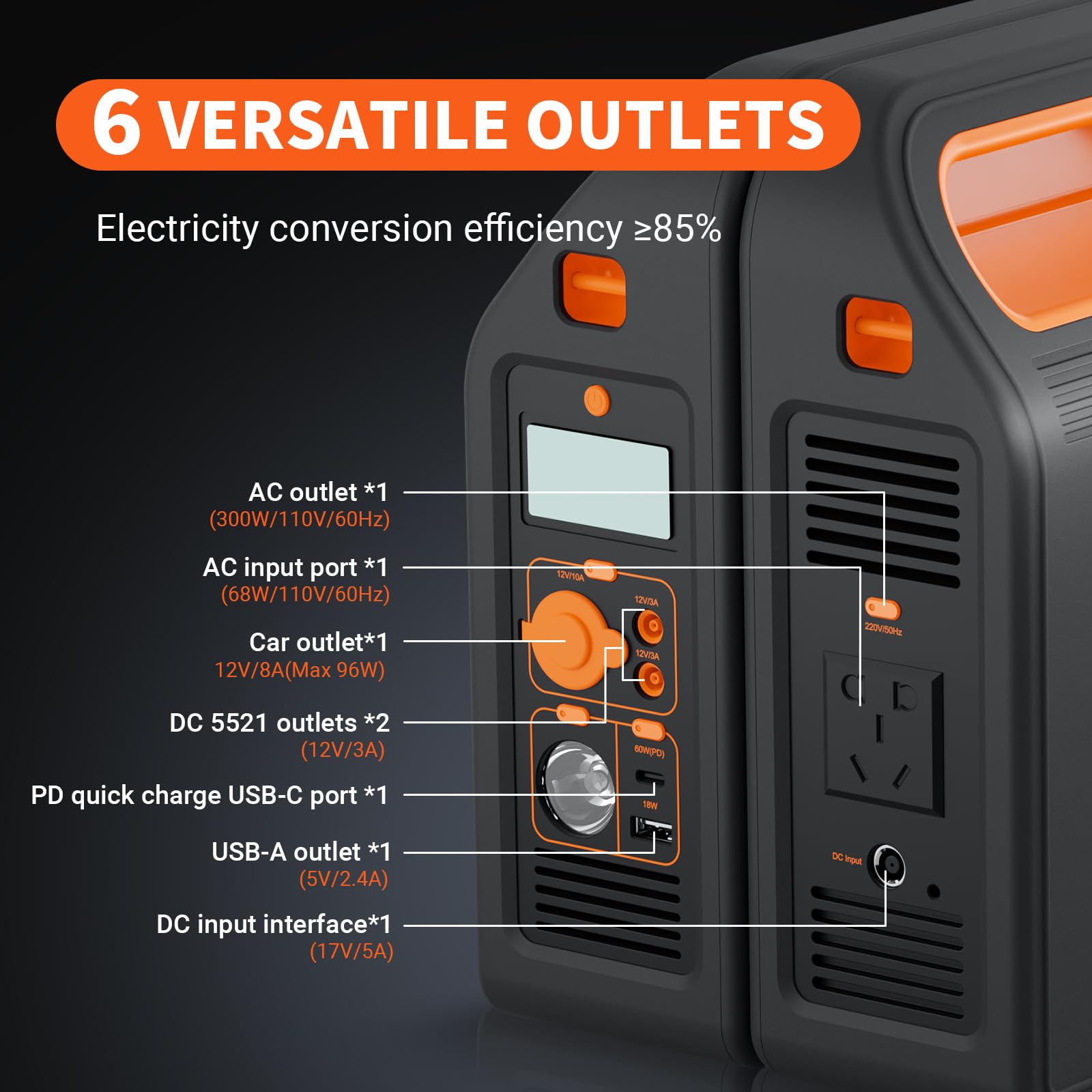 Portable Power Station 300W 288Wh Solar Generator With 60W USB-C PD Output 110V Pure Sine Wave AC Outlet Backup Lithium Battery Pack Fast Charge Protable Generator For Camping Outdoor Home