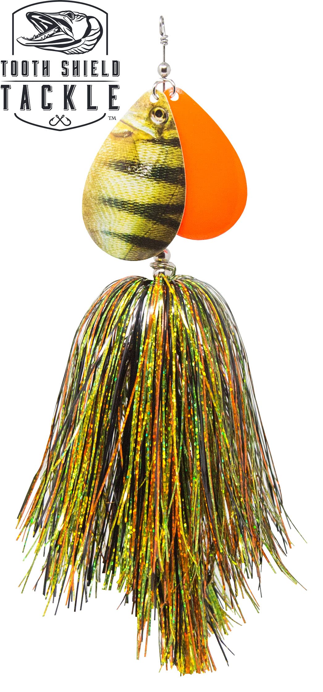 Tooth Shield Tackle Musky Bucktail (Live Series Hot Perch) Muskie Pike 10-9 Inline Spinner Musky Lures Baits Tackle