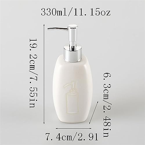 Soap Dispenser Creative Embossed Soap Dispenser for Bathroom Kitchen Farmhouse Ceramic Soap Pump White Soap Bottle for Lotion Massage Essential Oil Soap Pump Bottles