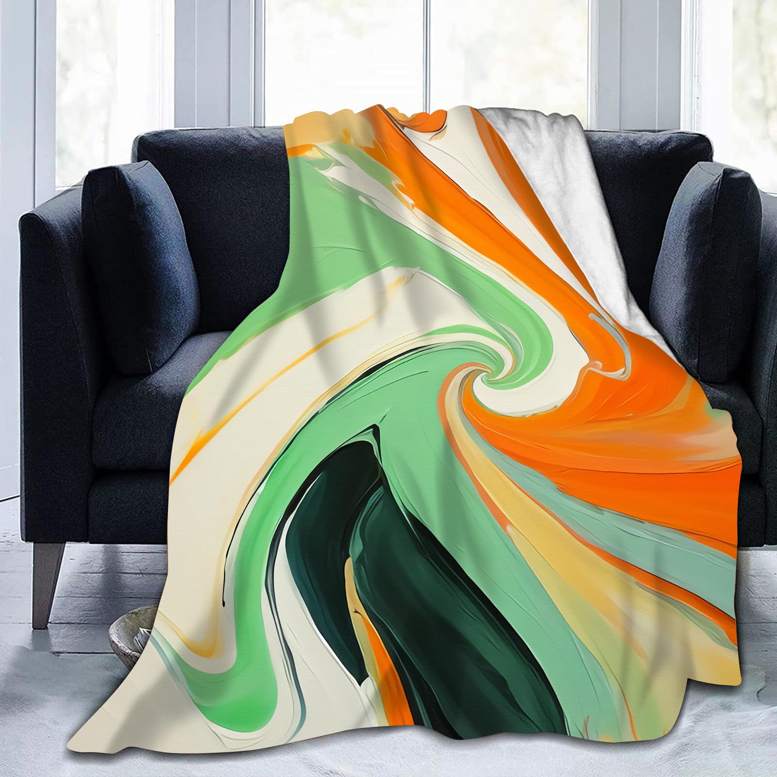 POSLAB Super Soft Throw Blanket Aesthetics Colorful Swirl Marble Boho Printed Light Weight Plush Flannel Blankets Living Room Sofa Beding for Adults for All Season
