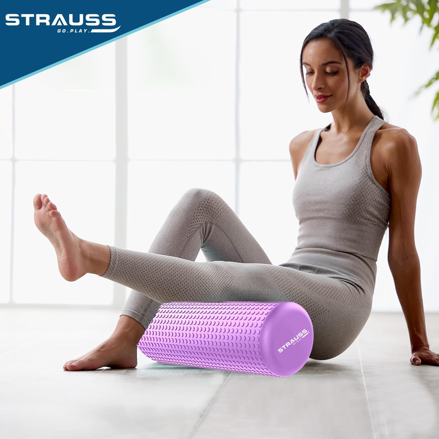 STRAUSS Yoga Foam Roller, 45 cm, (Purple)