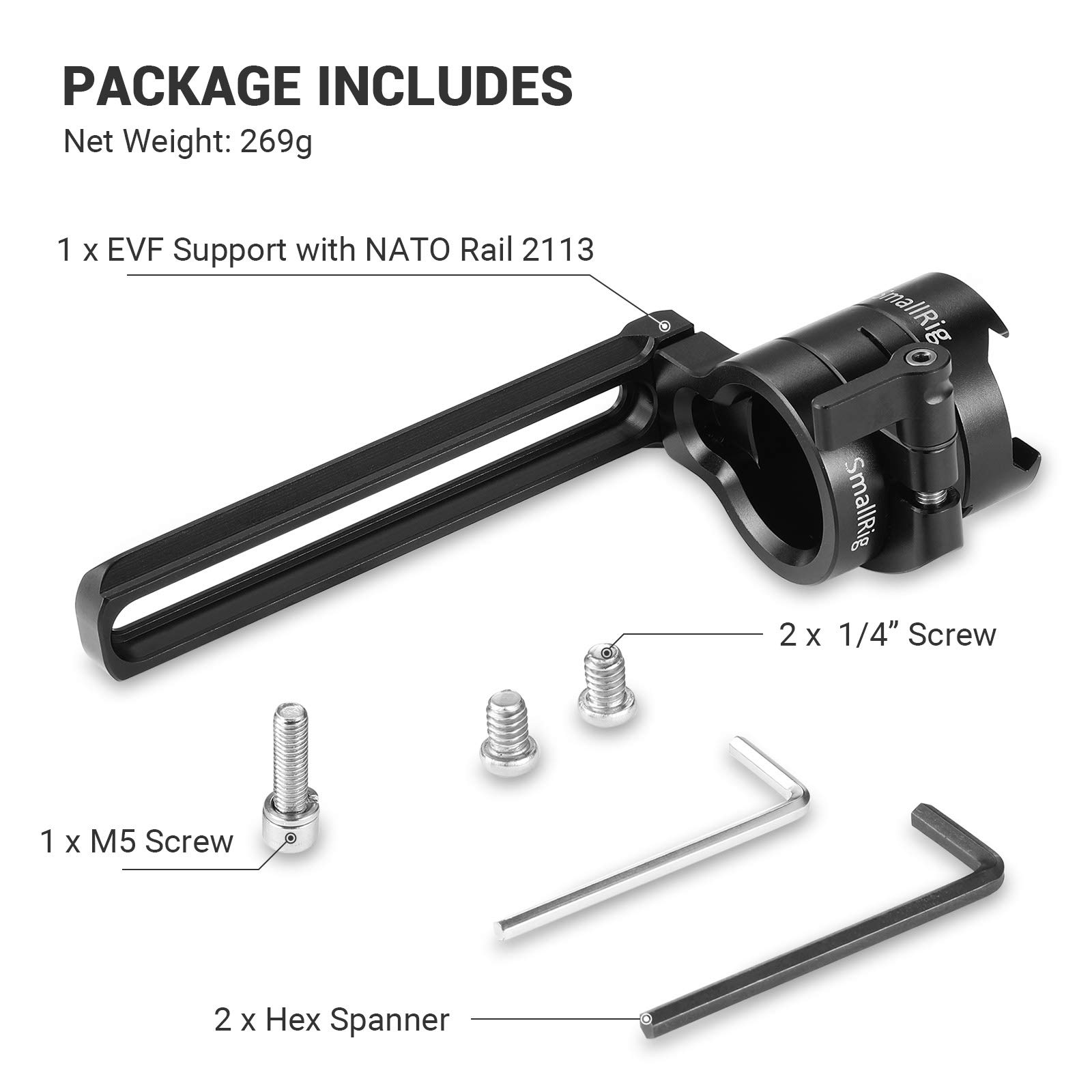 SMALLRIG Quick Release EVF Mount Monitor Support with NATO Rail and NATO Clamp – 2113