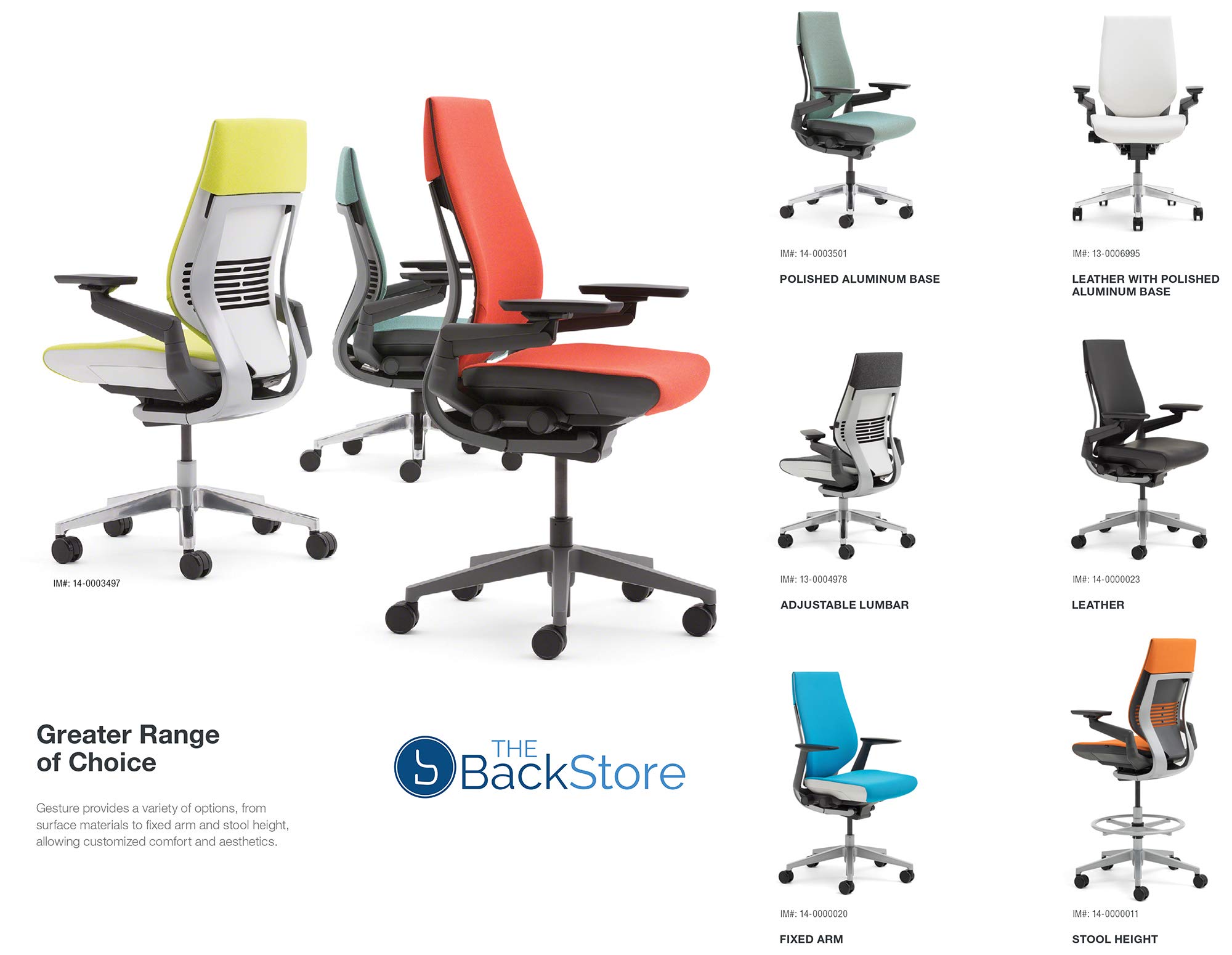 Steelcase Gesture Office Desk Chair with Headrest in Elmosoft Genuine Espresso L133 Leather Plus Lumbar Support Low Black Frame