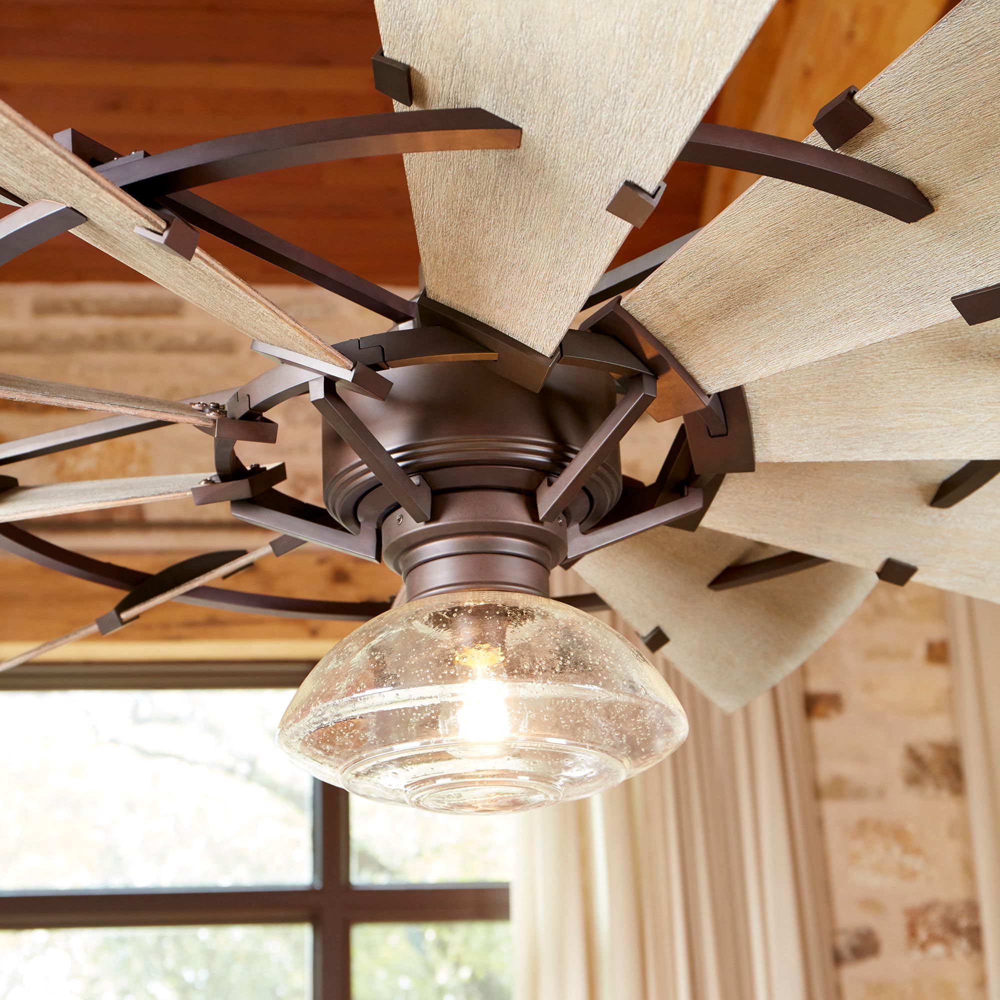 Quorum 97215-86 Indoor Windmill Ceiling Fan in Oiled Bronze with Weathered Oak Blades