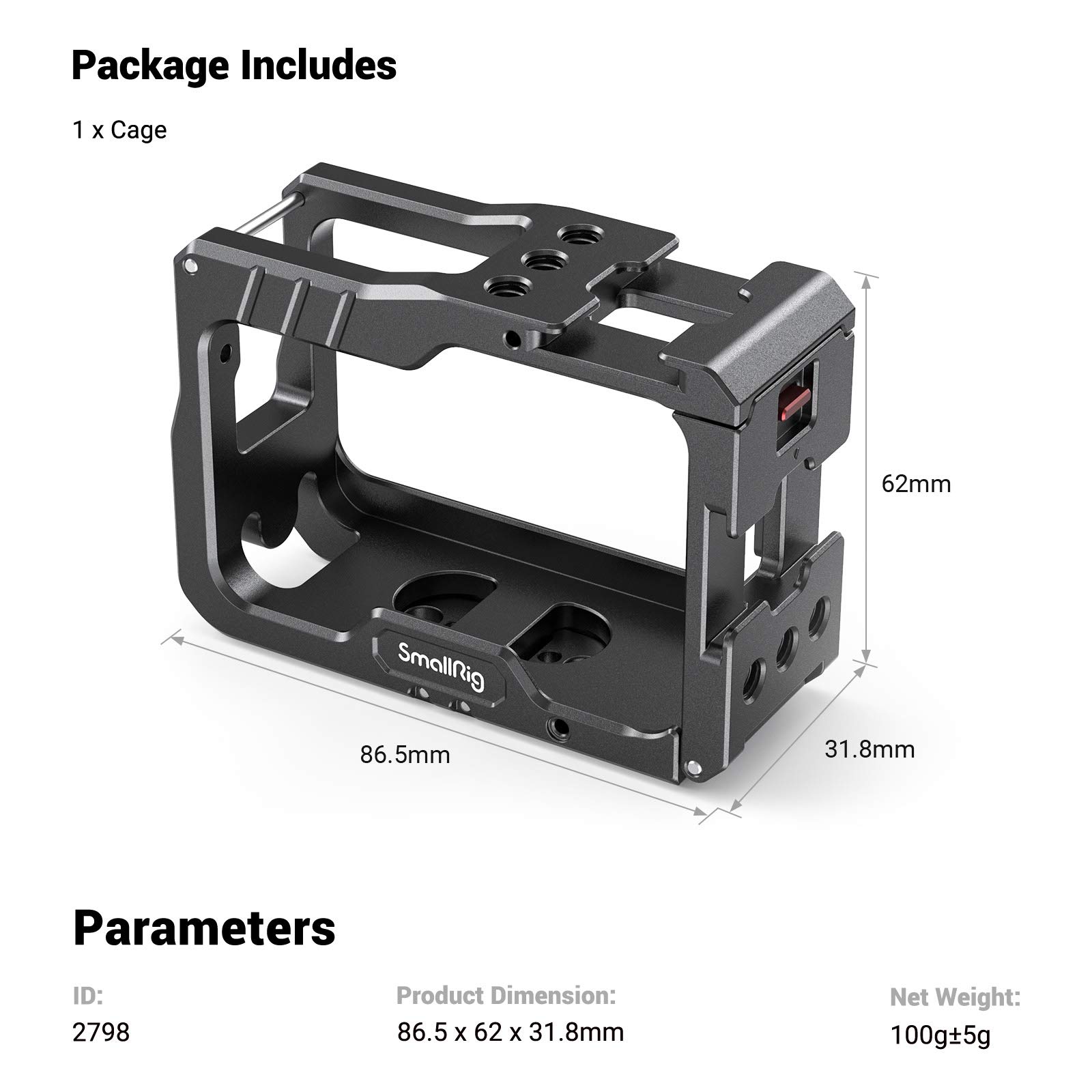 SMALLRIG Video Vlogging Camera Cage Compatible with Insta360 ONE R Camera - 2798