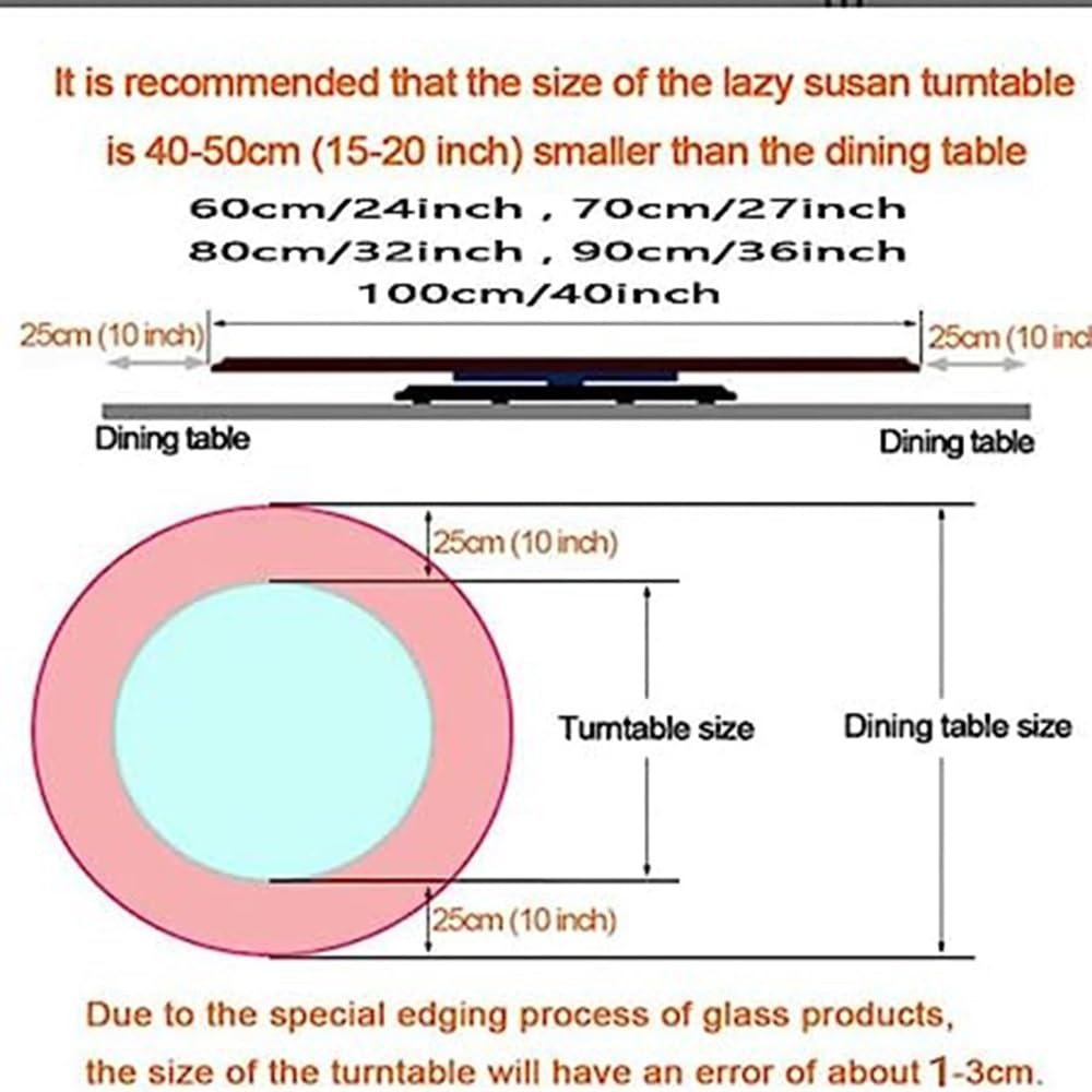 VERDDE 30in 40in 50in Lazy Susan Turntable Wood Dining Table Serving Tray For Kitchen Eazy To Share Food, 360° Swivel, Easy To Clean,Oversized Tabletop Swivel Plate (Color : White marble color, Size