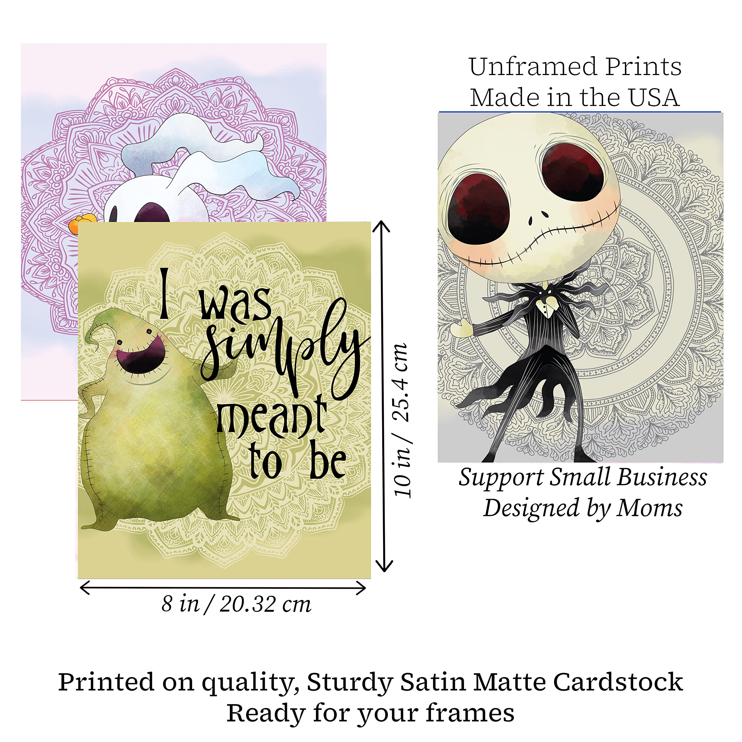 Silly Goose Gifts Nightmare Before Christmas Themed Character Wall Art Decor Baby Nursery Love (4pc Love Art Set)
