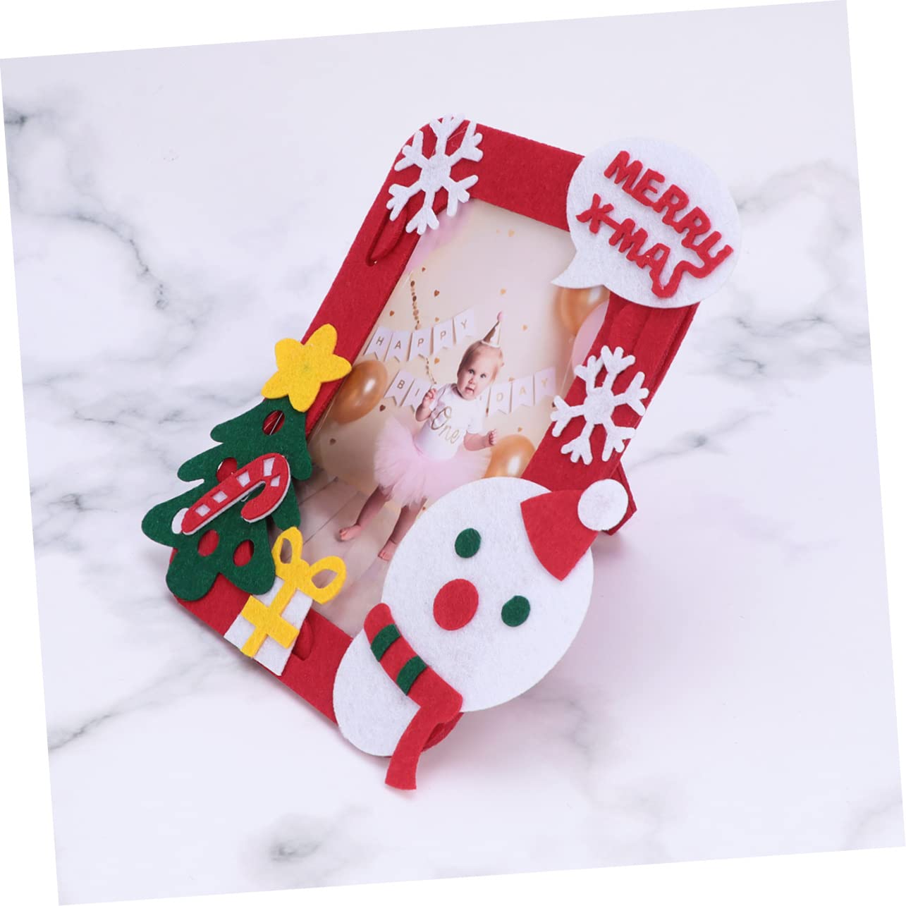 Veemoon Photo Frame Christmas Picture Frame Diy Christmas Ornaments Handmade Frame Red Picture Frame Kraft Picture Frame Decorative Picture Frames Red Decorations Embroidery Child Manual
