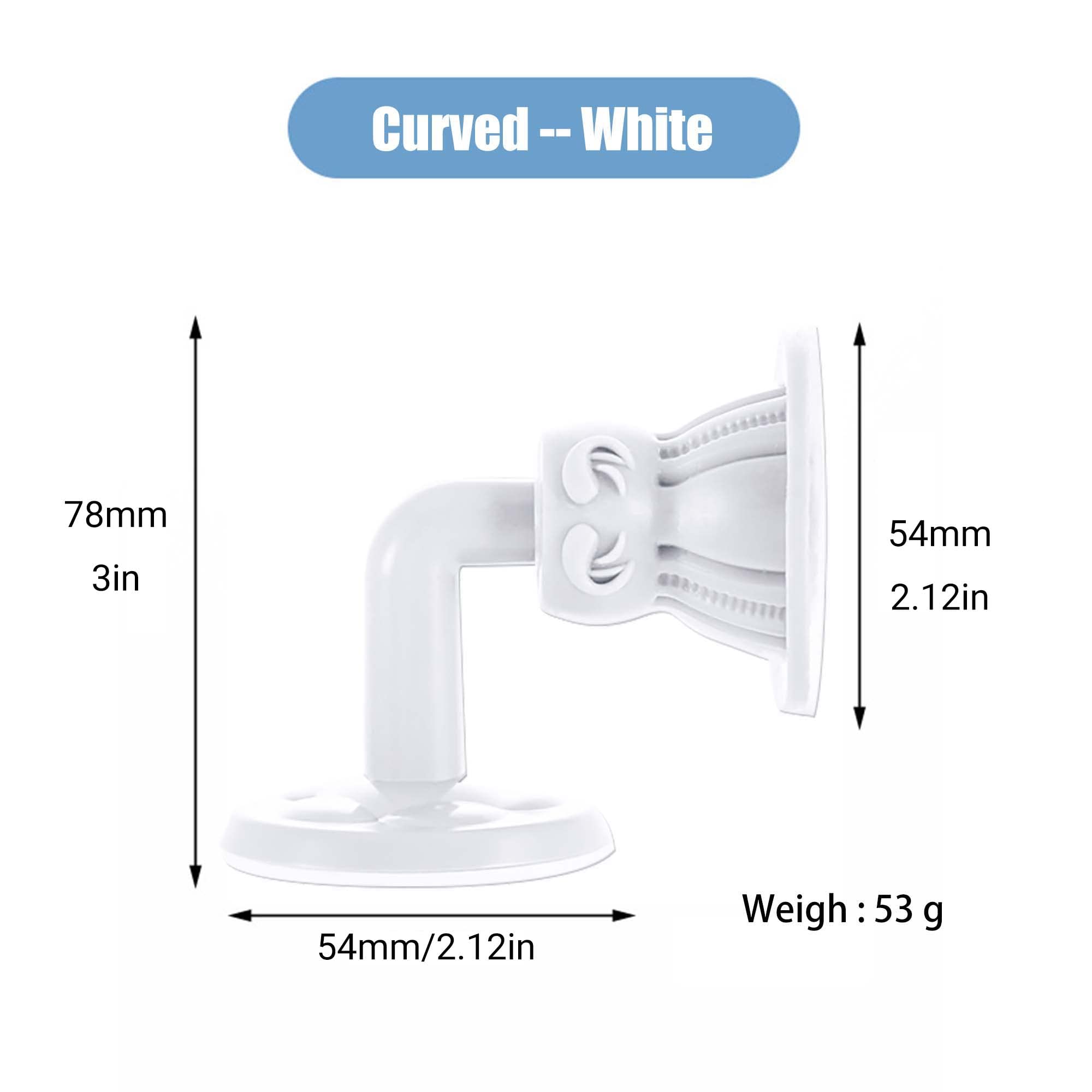 SooGree Door Stopper,Rubber Mute Door Stop,90 Degrees Elasticity Door Catch Holder,No Drill Doorstop with 3m Self Adhesive Tape (1 Pack White Bend)