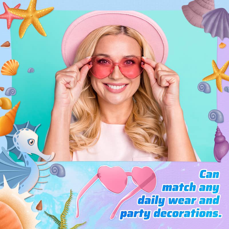 RTBOFY Heart Sunglasses, Heart Shaped Sunglasses with Transparent Candy Color for Women Party Favor