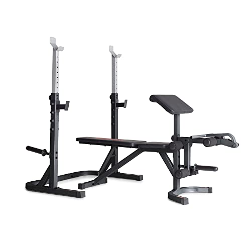 Weider XRS 20 Adjustable Olympic Workout Bench with Independent Squat Rack and Preacher Pad