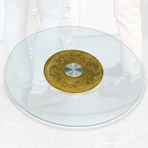 VERDDE Tempered Glass Lazy Susan 20in 30in 40in For Dining Table Swivel Turntable Serving Plate Round Transparent Rotating Tray 50cm~100cm - Heavy Duty (Size : 50cm/20in)