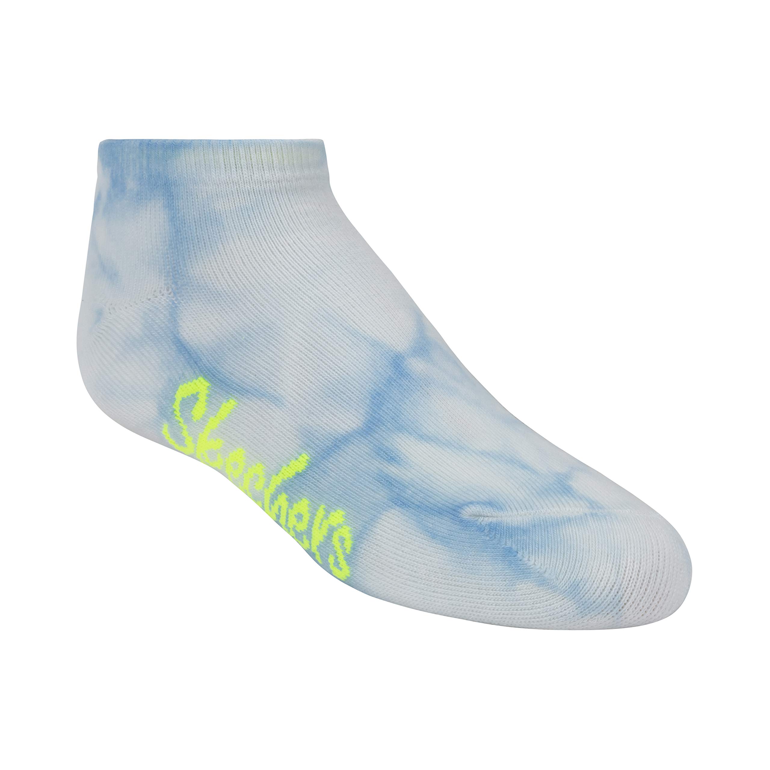 Skechers girls Girls' 6 Pack Low Cut + 3 Pack Hair Ties Socks, Tie Dye, 7-8.5 US