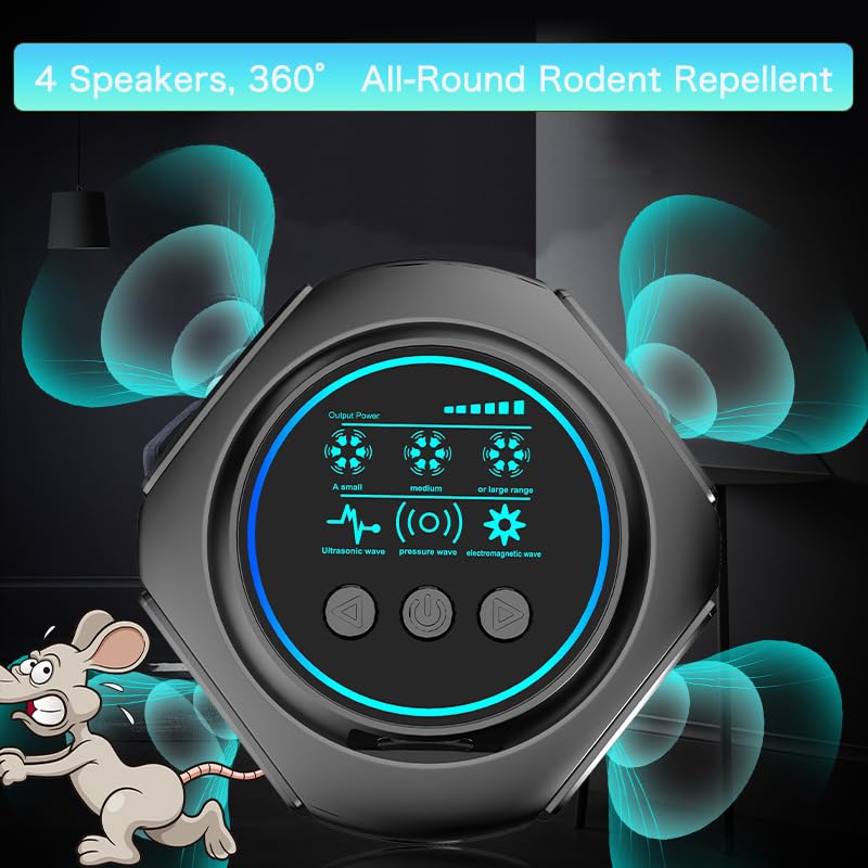 Ultrasonic Pest Repeller Indoor Rodent Repellent Indoor Ultrasonic Rodent Mice Repellent Plug in Squirrel Repellent Mouse Deterrent Rat Control Bat Removal for Attic Garage Basement Crawl Space