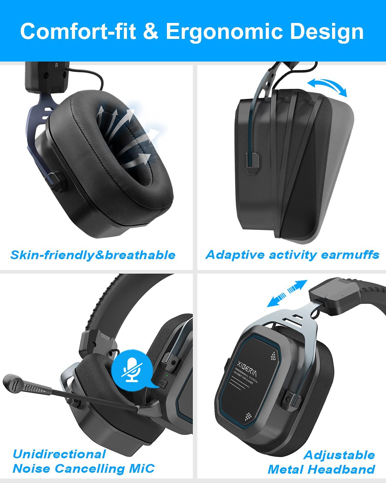 XIBERIA S11 Wireless Gaming Headset for PC,PS5,PS4 with Noise Cancelling Microphone,5.8GHz Anti-Interference Surround Sound,Ultra-Low Latency,Lightweight