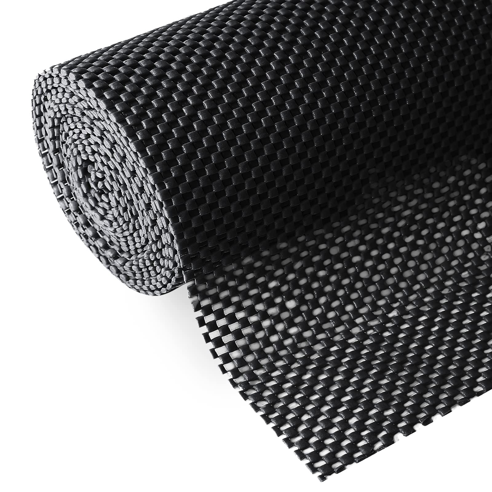 Shelf Liner, Non-Adhesive Roll Drawer Liners 12 Inches x 20 Feet for Drawers, Non Slip Grip Durable Strong Clean, for Cabinets, Kitchen, Storage, Desks, Kitchenware, Tableware, Black