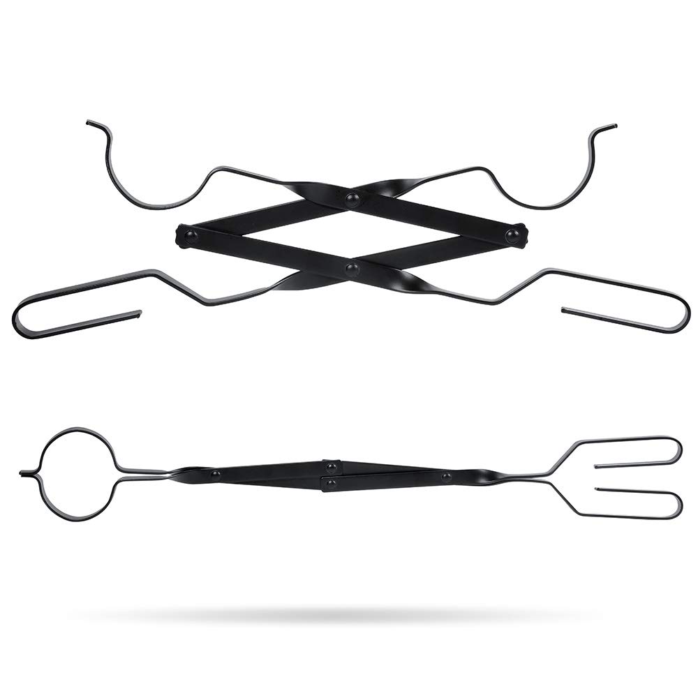 SYNTRIFIC Fireplace Tongs 26 Inch Fire Pit Tools for Outsides Fireplace Tongs Log Grabber Large Fire Pit Tongs Rust Resistant Finish Fireplace Tools for Indoor/Outdoor