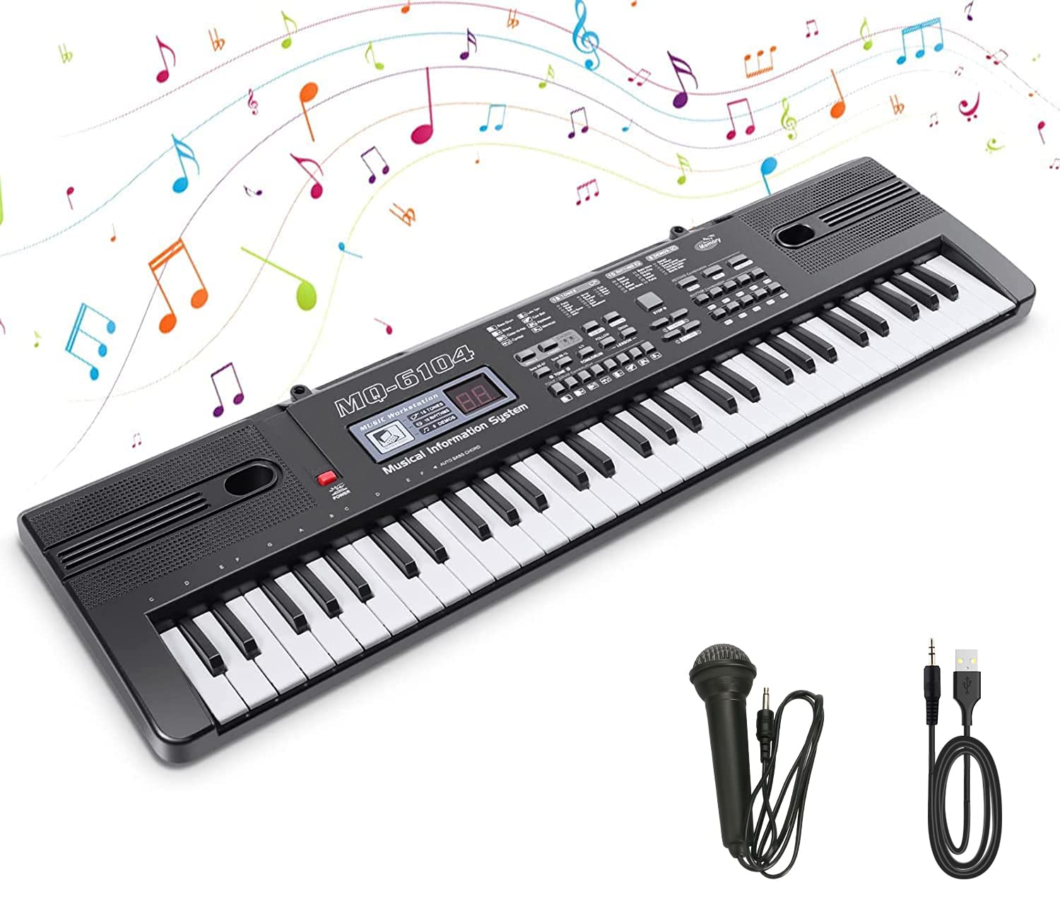 WOSTOO Kids Piano Keyboard, 61 Keys Multi-Function Electronic Keyboard Educational Toy, Rechargeable Portable Piano with Microphone Musical Instrument for Kids Beginners Girls Boys