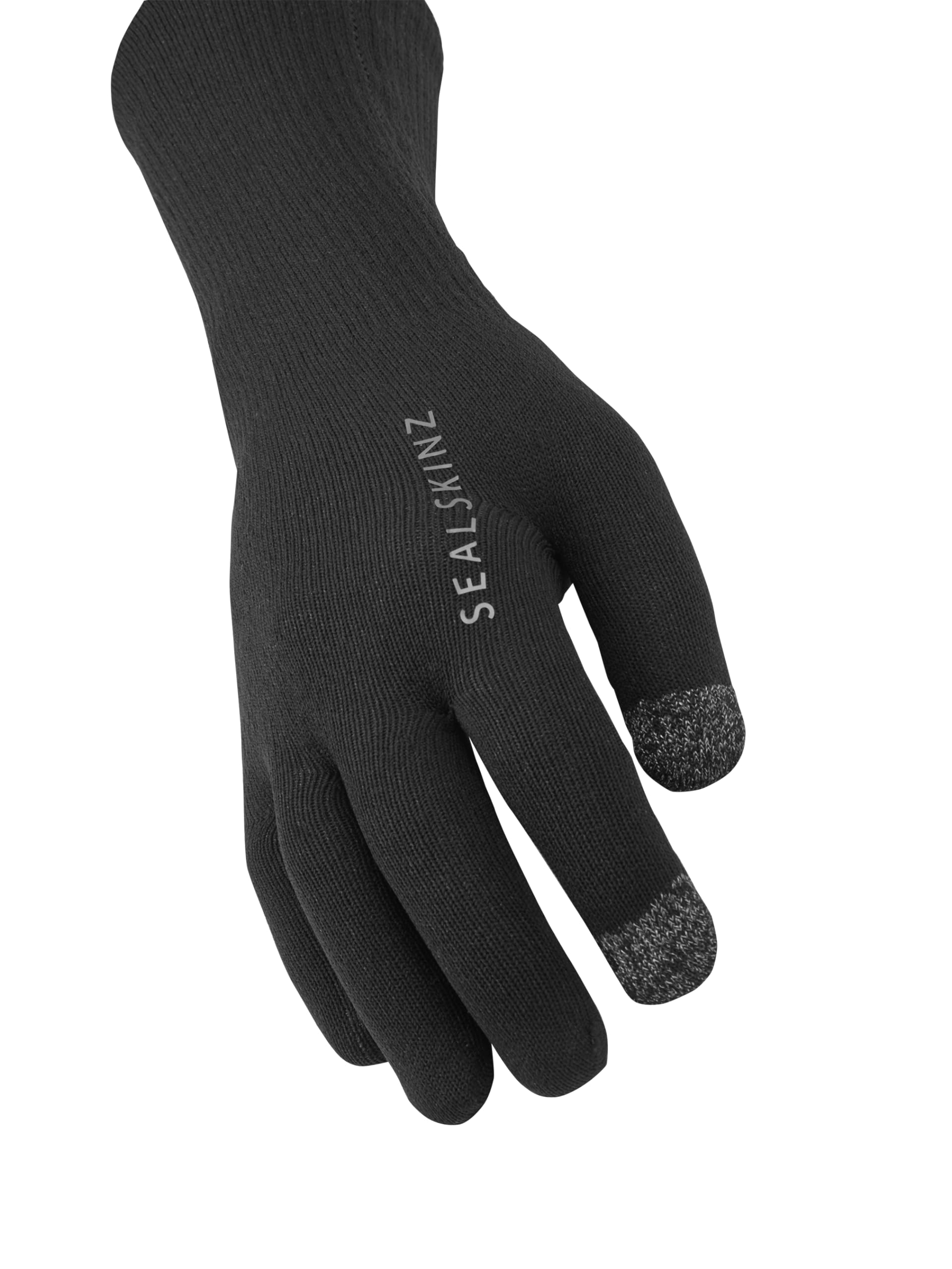 SEALSKINZ Unisex Waterproof All Weather Ultra Grip Knitted Gauntlet Glove, Black, Medium