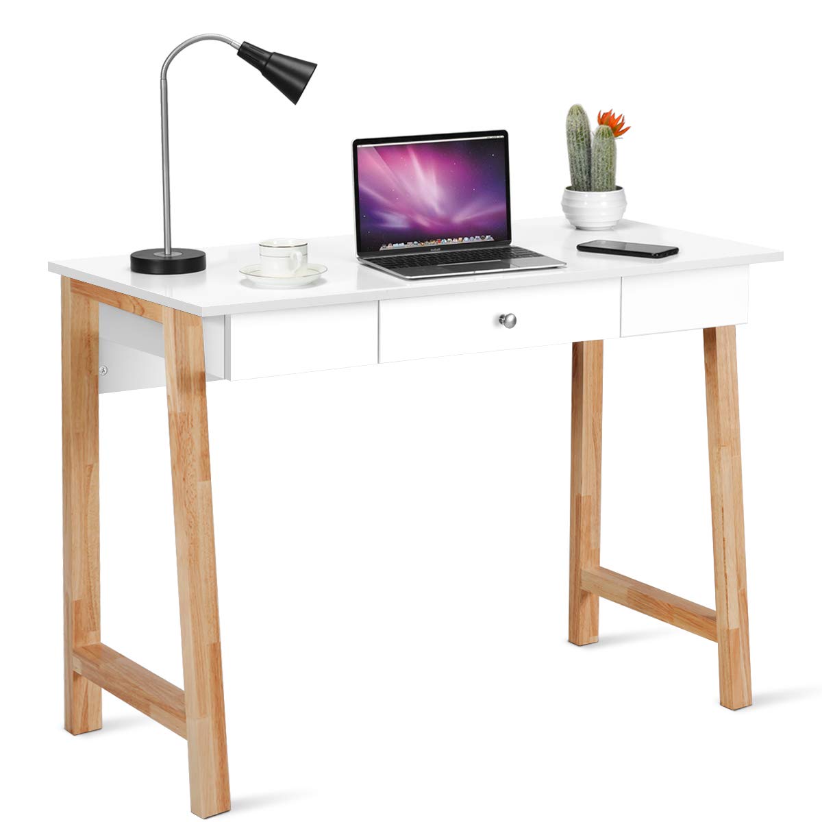 Tangkula Computer Desk with Storage Drawers, Makeup Vanity Table, Writing Study Desk for Home Office, Dressing Table