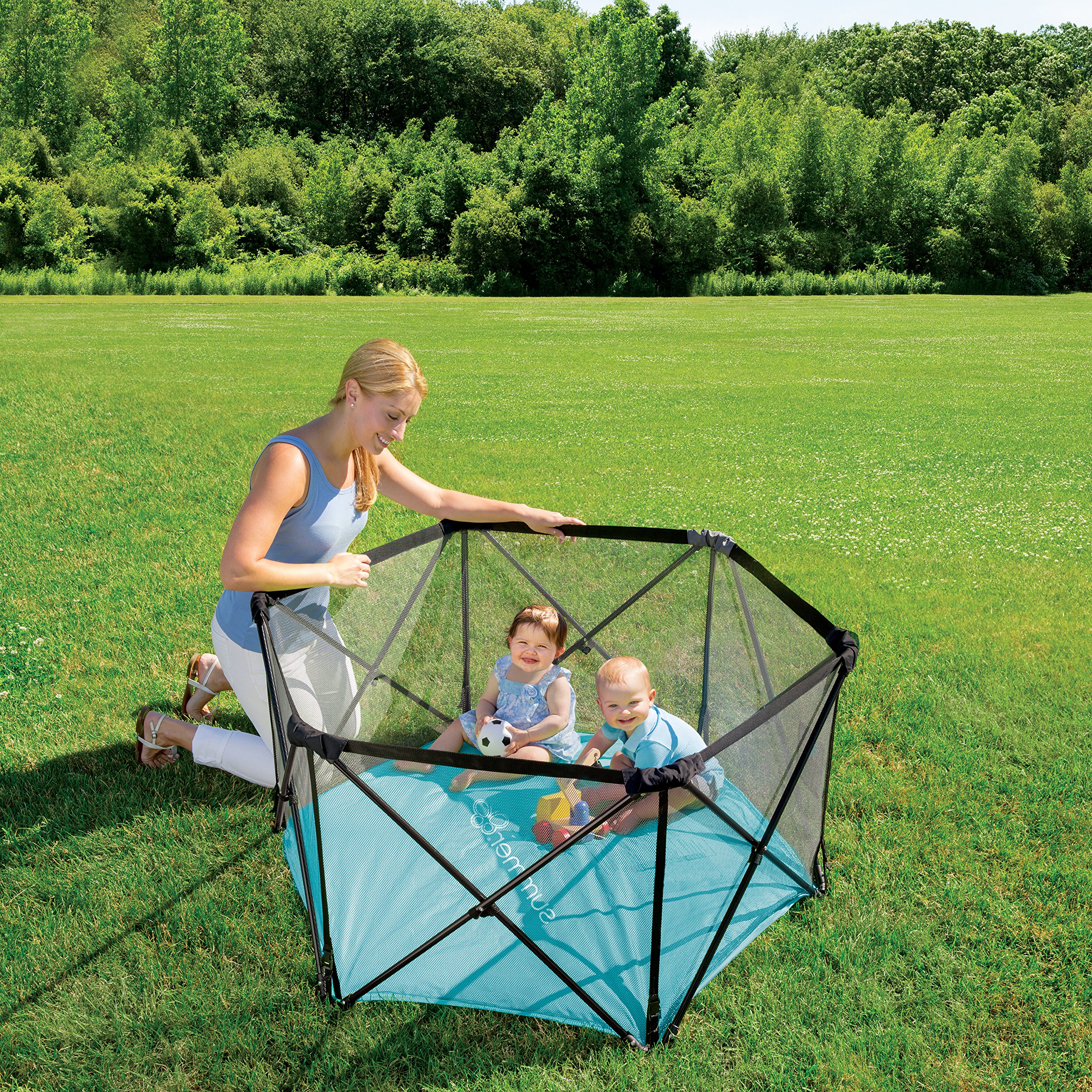 Summer Infant Pop n' Play Portable Playard, Tropical Turquoise, One Size