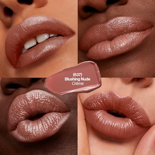 REVLON Lipstick, Super Lustrous Lipstick, Creamy Formula For Soft, Fuller-Looking Lips, Moisturized Feel in Nudes & Browns, Blushing Nude (636) 0.15 oz