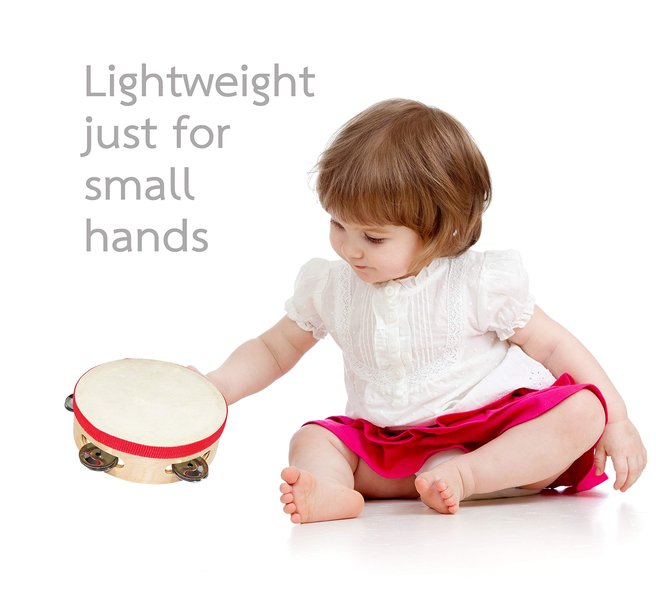 Tambourine for Kids 6 inch - Small Handheld Tambourine Drum Single Row Toy