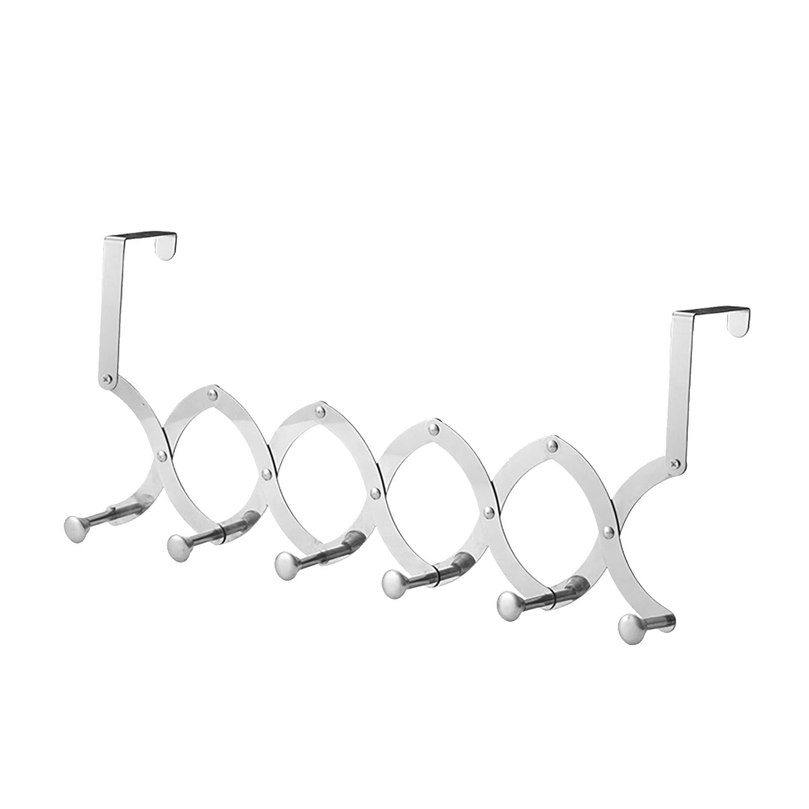 Syrisora Hooks Over The Door Hook Stainless Steel Over Door Hanger for Coat Hat Towels Hanging Bathroom Organizer Telescopic Towel Rack 6 Hooks