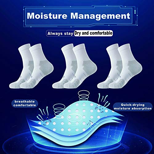 SOLAX Mens Coolmax Cotton Nylon Athletic Sport Ankle Quarter Hiking & Running Socks 3 Pairs