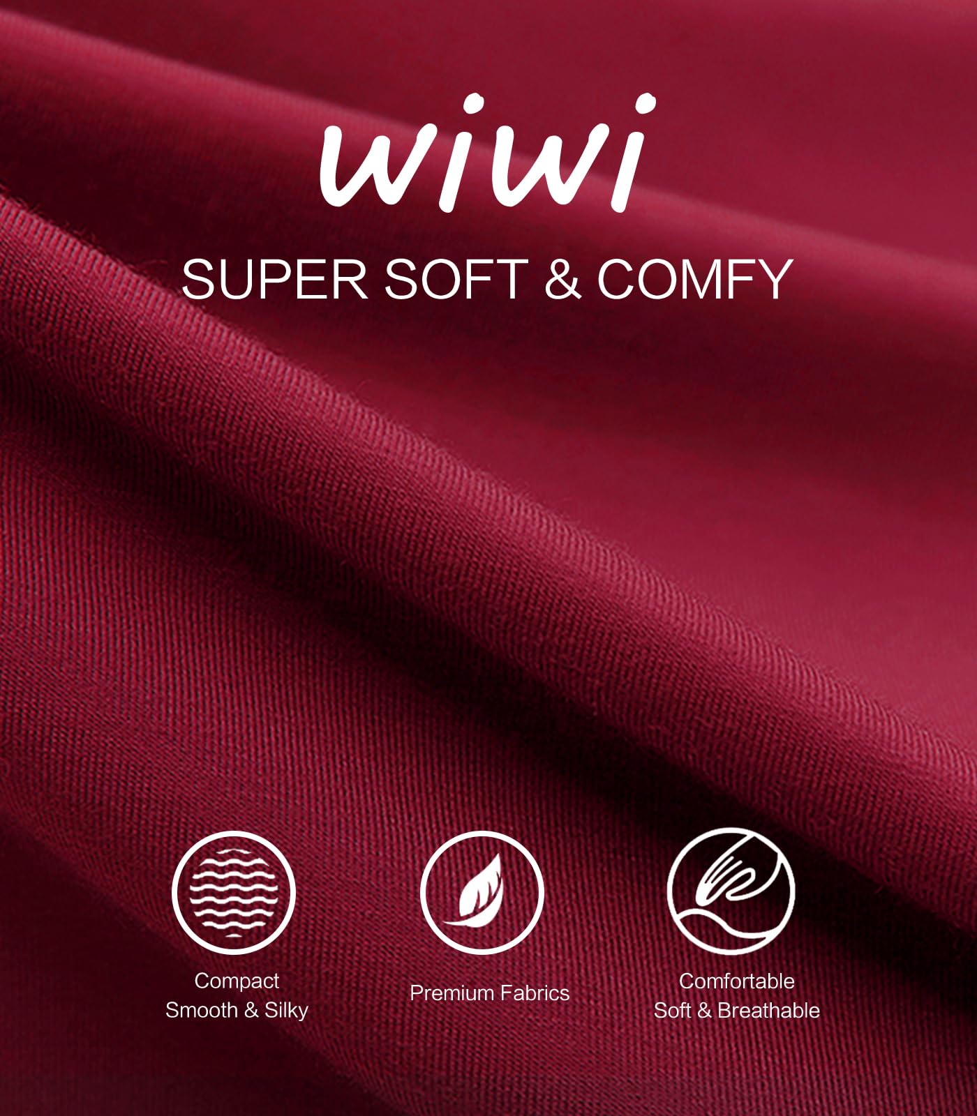 WiWi Soft Viscose from Bamboo Underwear for Women Thermal Long Johns Sets Super Warm Base Layer Top Pants Pajamas Set S-3X, Wine Red, Medium