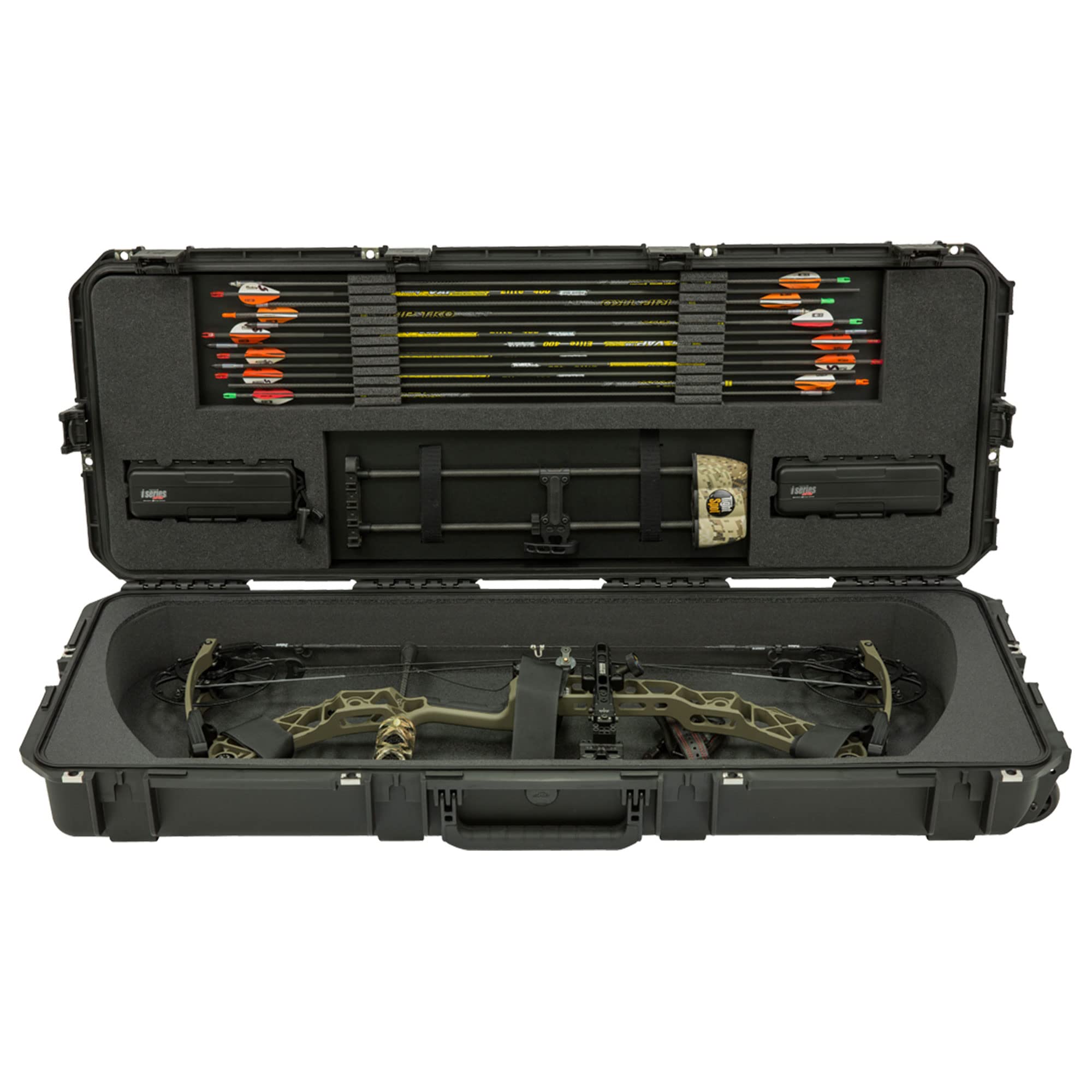 SKB Cases 3I-4214-MPL iSeries Mathews Hard Shell Exterior Waterproof Bow Case with Skate Style Wheels and Trigger Release Latch System, Black