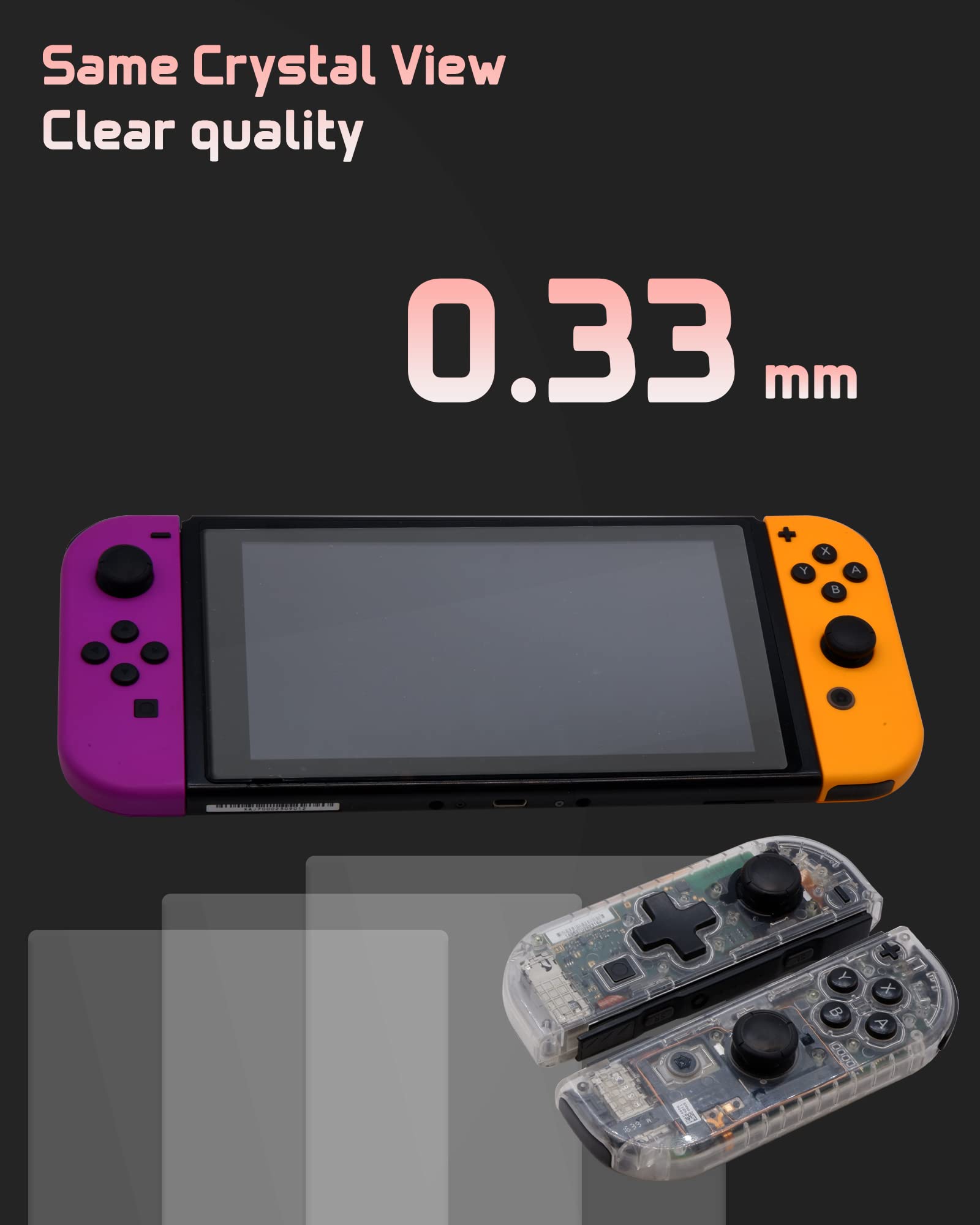 YINJIA [3 Pack] Tempered Glass Screen Protector for Switch OLED Model 2021, Protective Film 9H Hardness HD Glass, Bubble Free Display Film fits for Nintendo Switch OLED Model