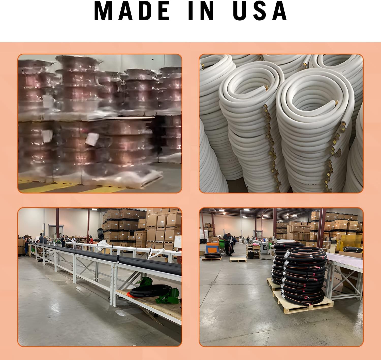 Wostore 25 Ft. Line Set 1/4&3/8 Inch 3/8" PE for Mini Split Air Conditioner Copper Pipes Insulated Coil HVAC with Fittings