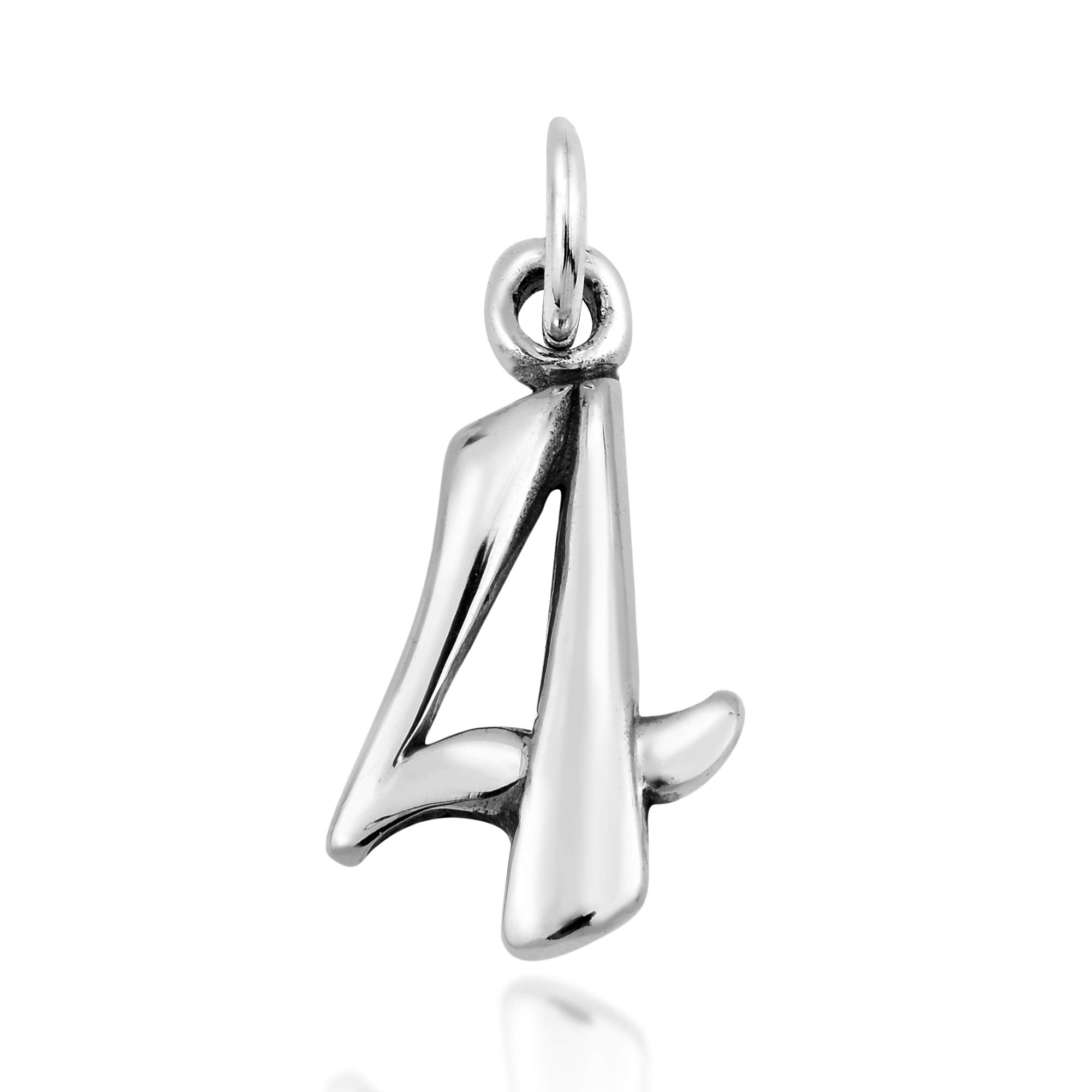 Trendy .925 Sterling Silver Number '4' Pendant Charm